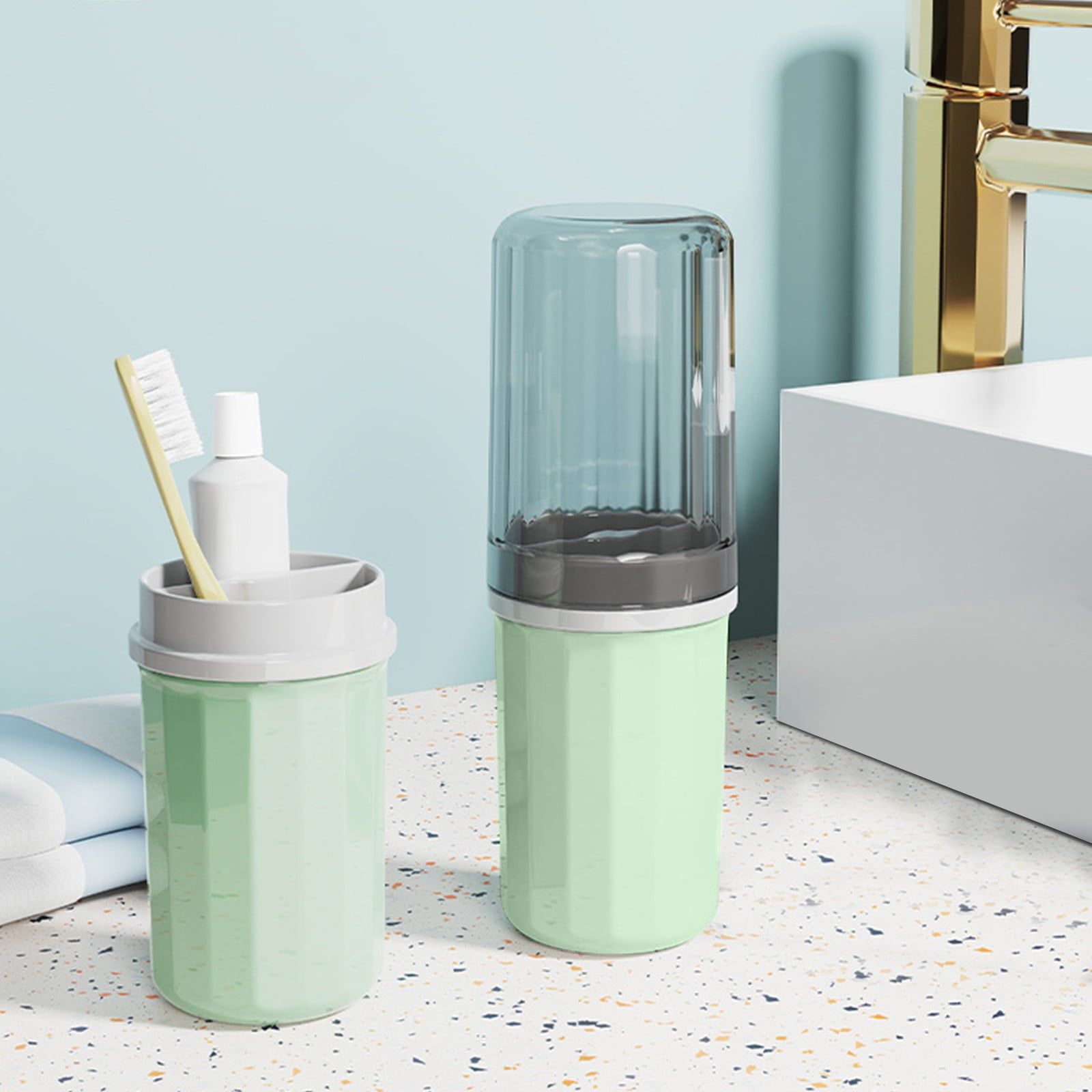 Kraoden Portable Travel Rinse Cup and Toothbrush Set with Good Storage ...