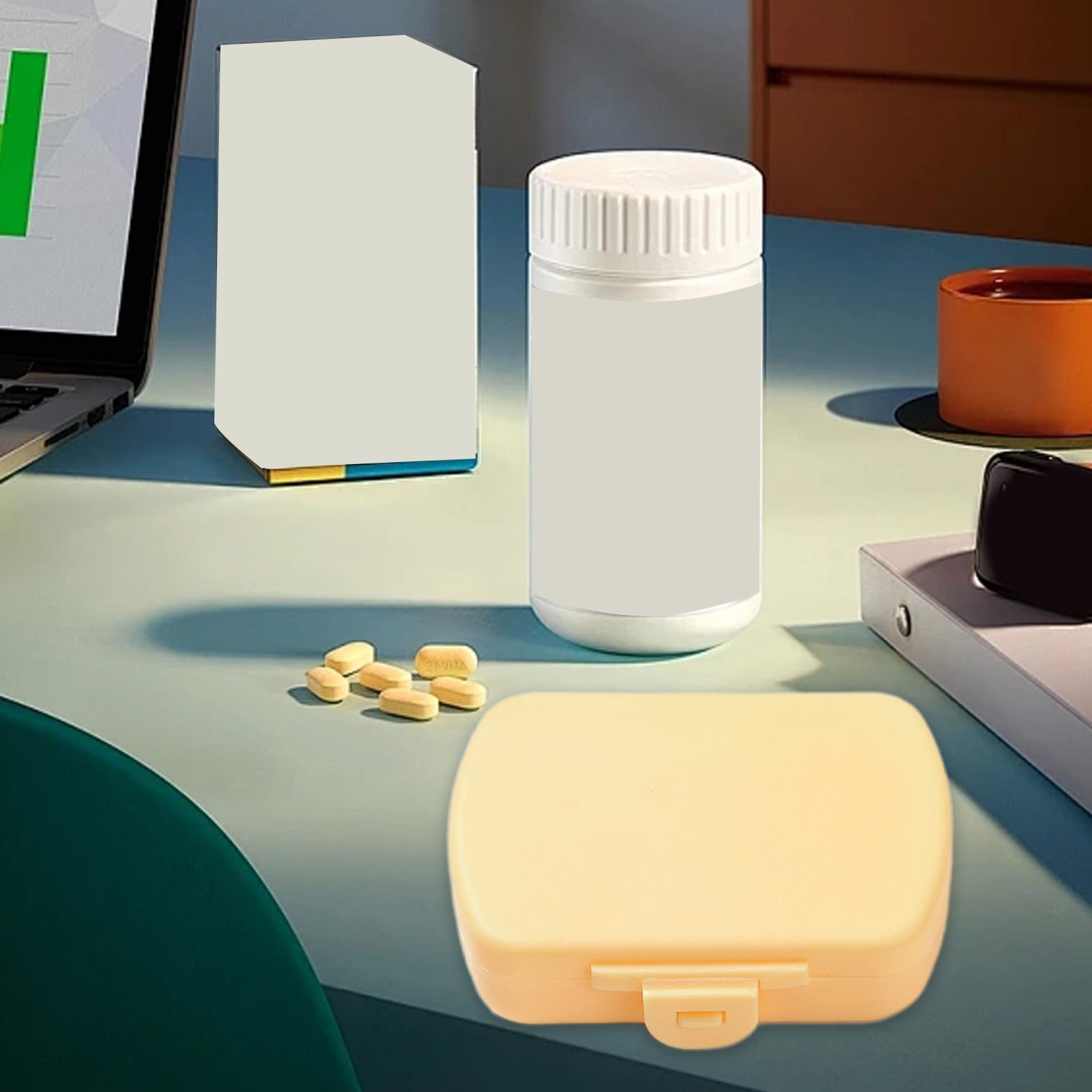 Kraoden Portable Vitamin Organizer, 6 Compartment Pill Box, Humidity ...