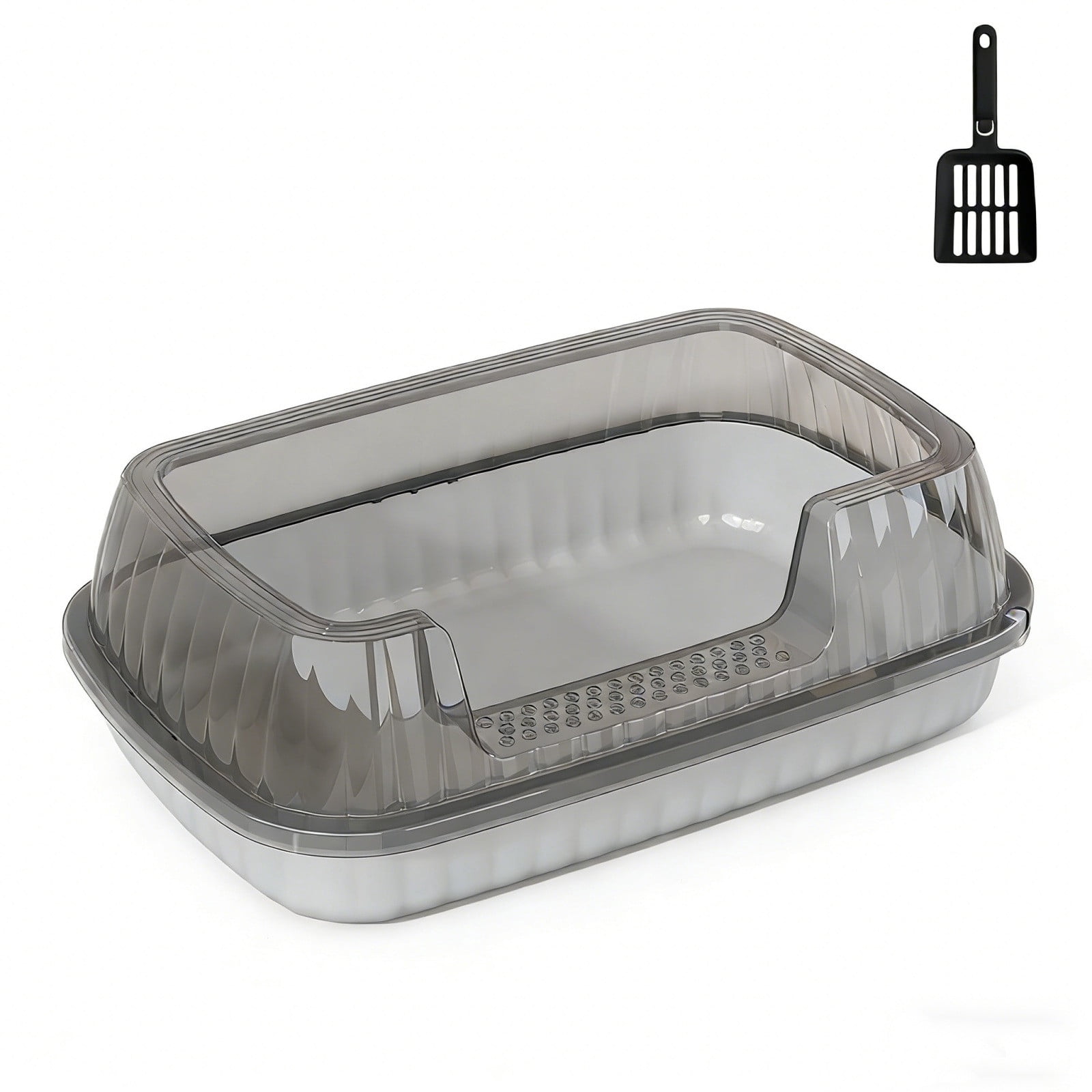 Kraoden Semi-Enclosed Litter Box with Top Entry Lid, Odor Control ...