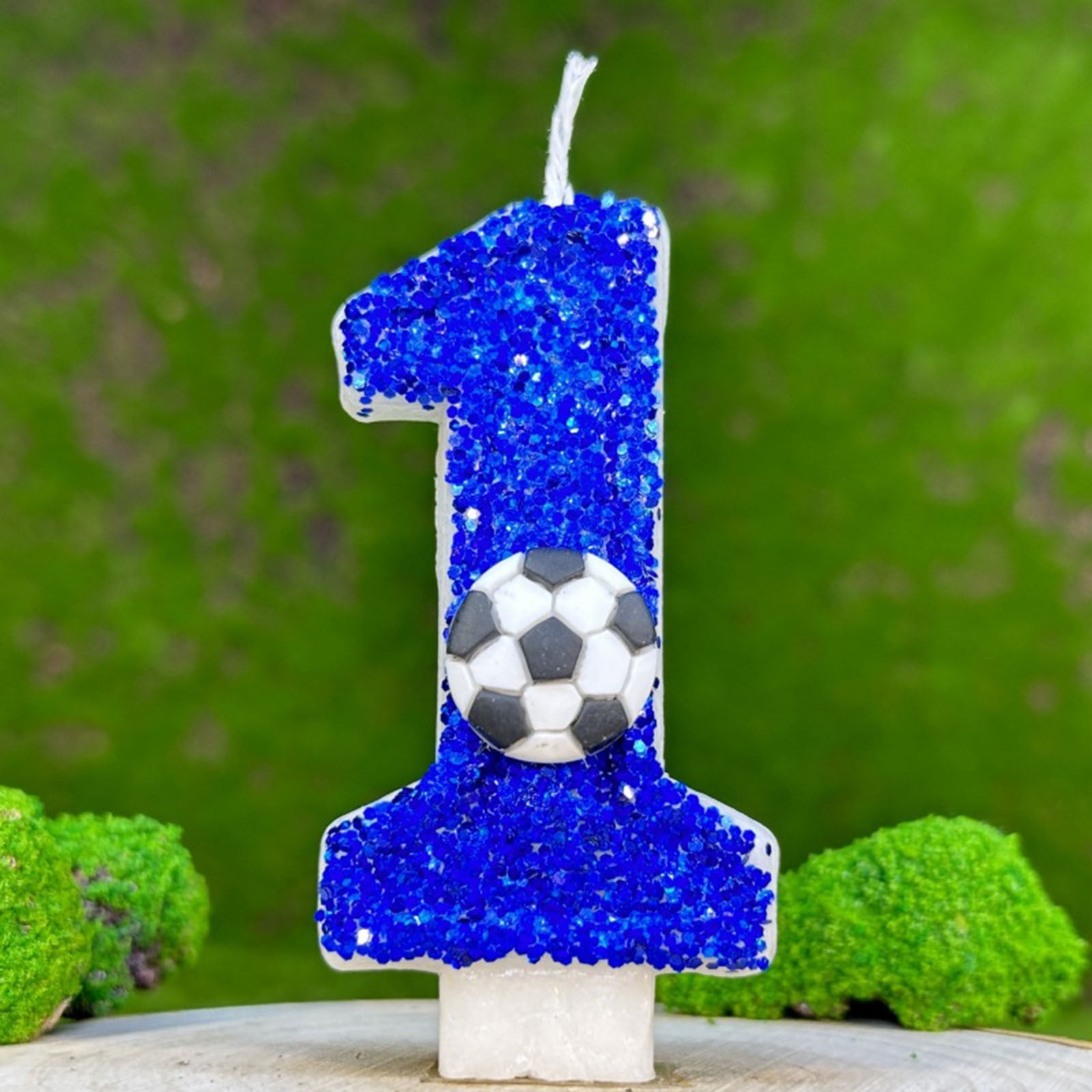 Kraoden Soccer Birthday Candle Soccer Cake Topper Decor Candles Blue ...