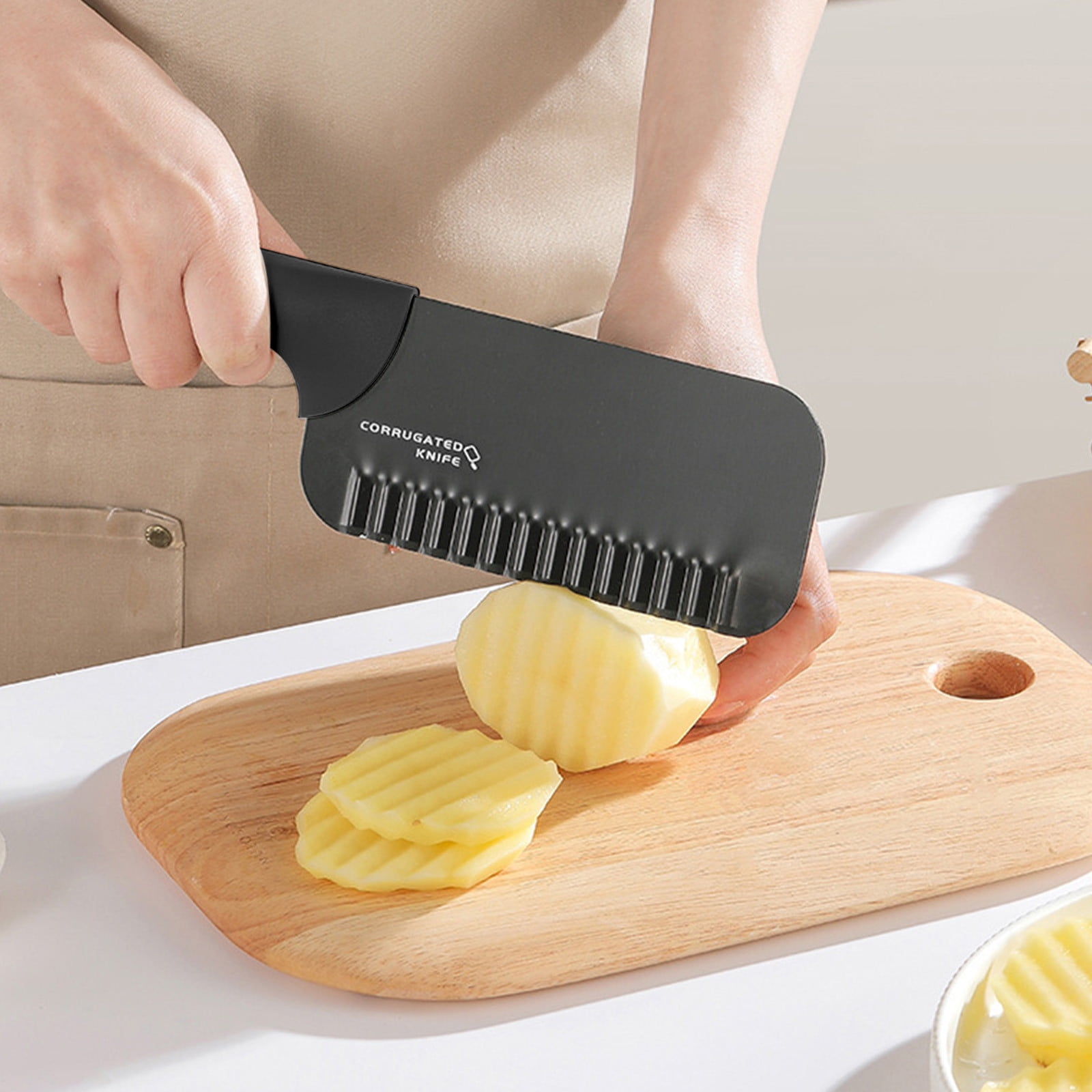 Kraoden Stainless Steel Corrugated Knife, Versatile Wavy Blade for ...