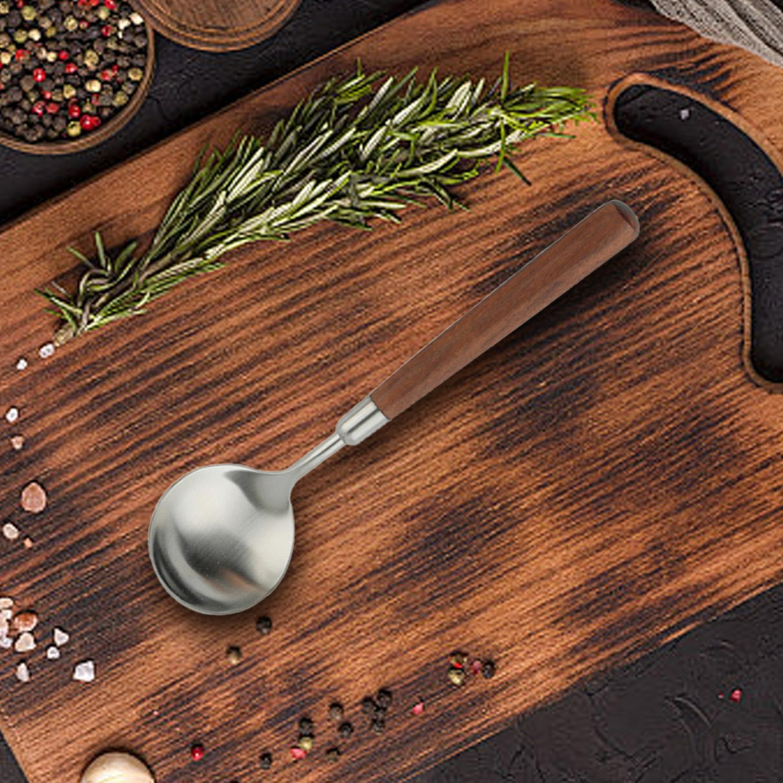 Kraoden Stainless Steel Flatware Set, Spoon and Fork Set with Wooden ...