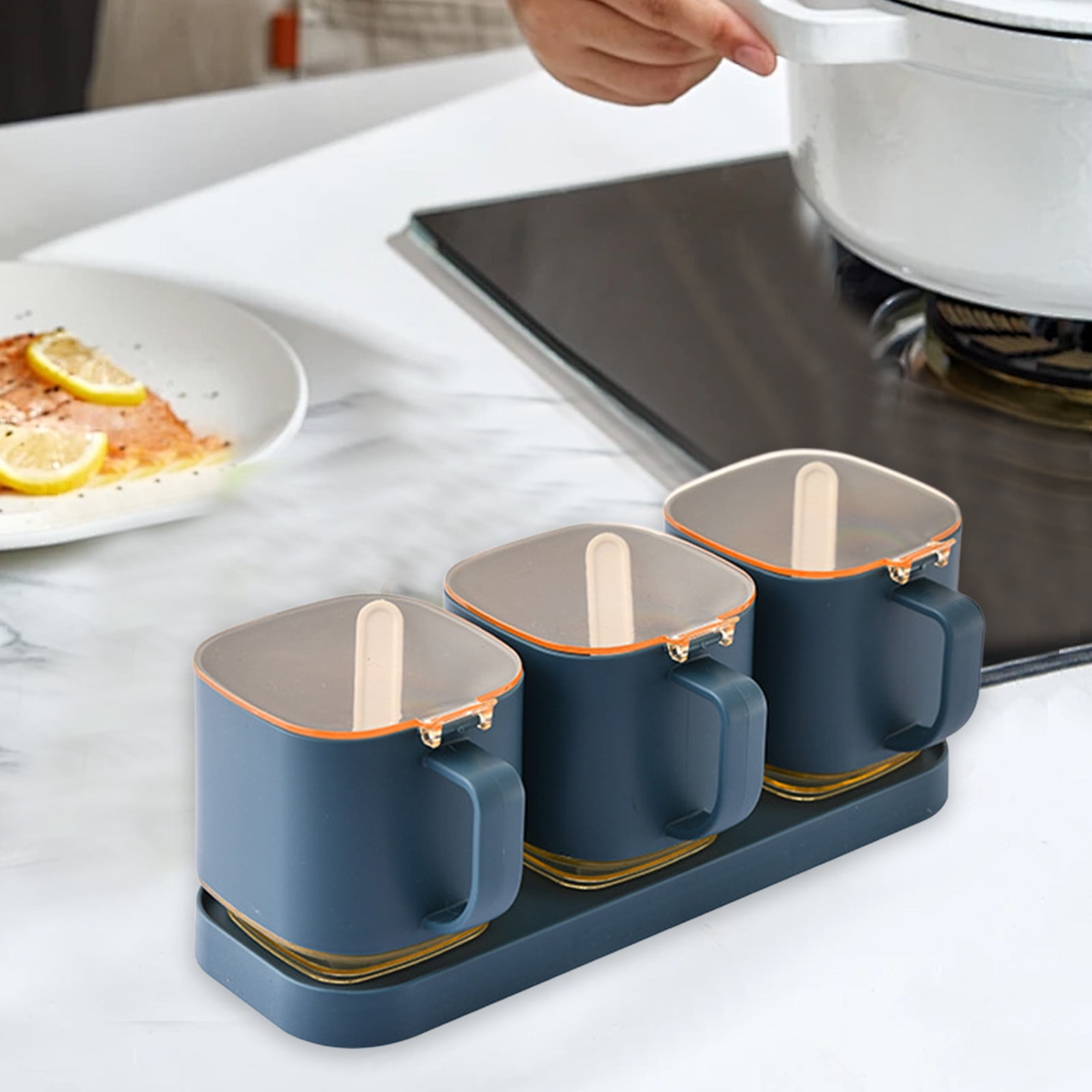 Kraoden Standing Lid Seasoning Jar, Glass Shaker Kitchen Seasoning ...