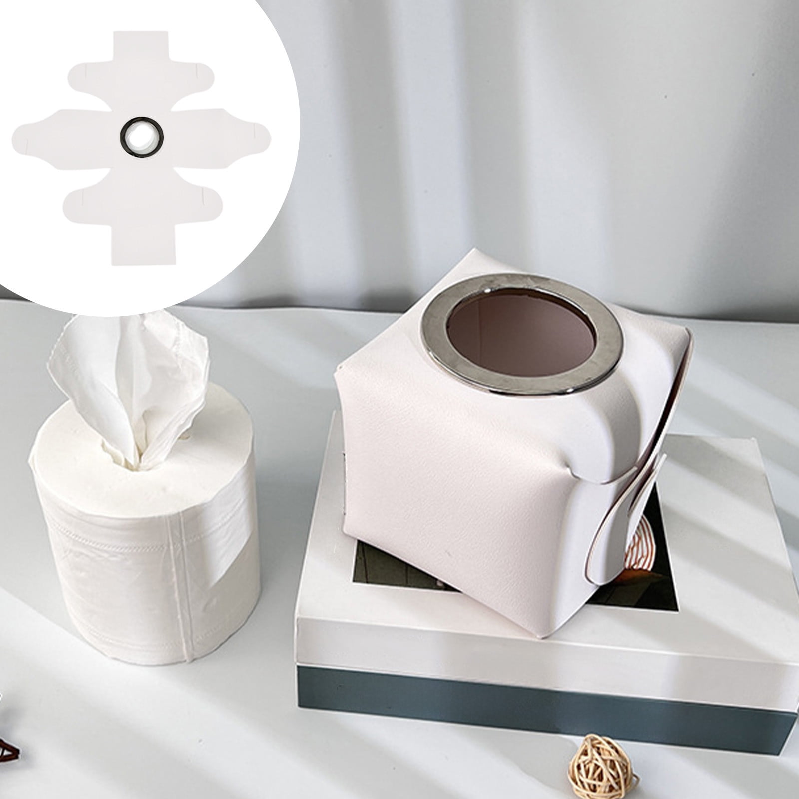 Kraoden Tissue Cover Box for Facial Tissue, PU Leather Tissue Organizer ...