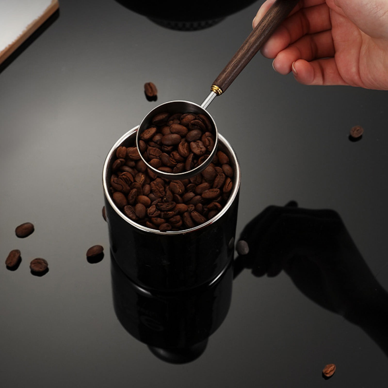 Kraoden Vintage Walnut Handle Coffee Measuring Spoon, Stainless Steel ...