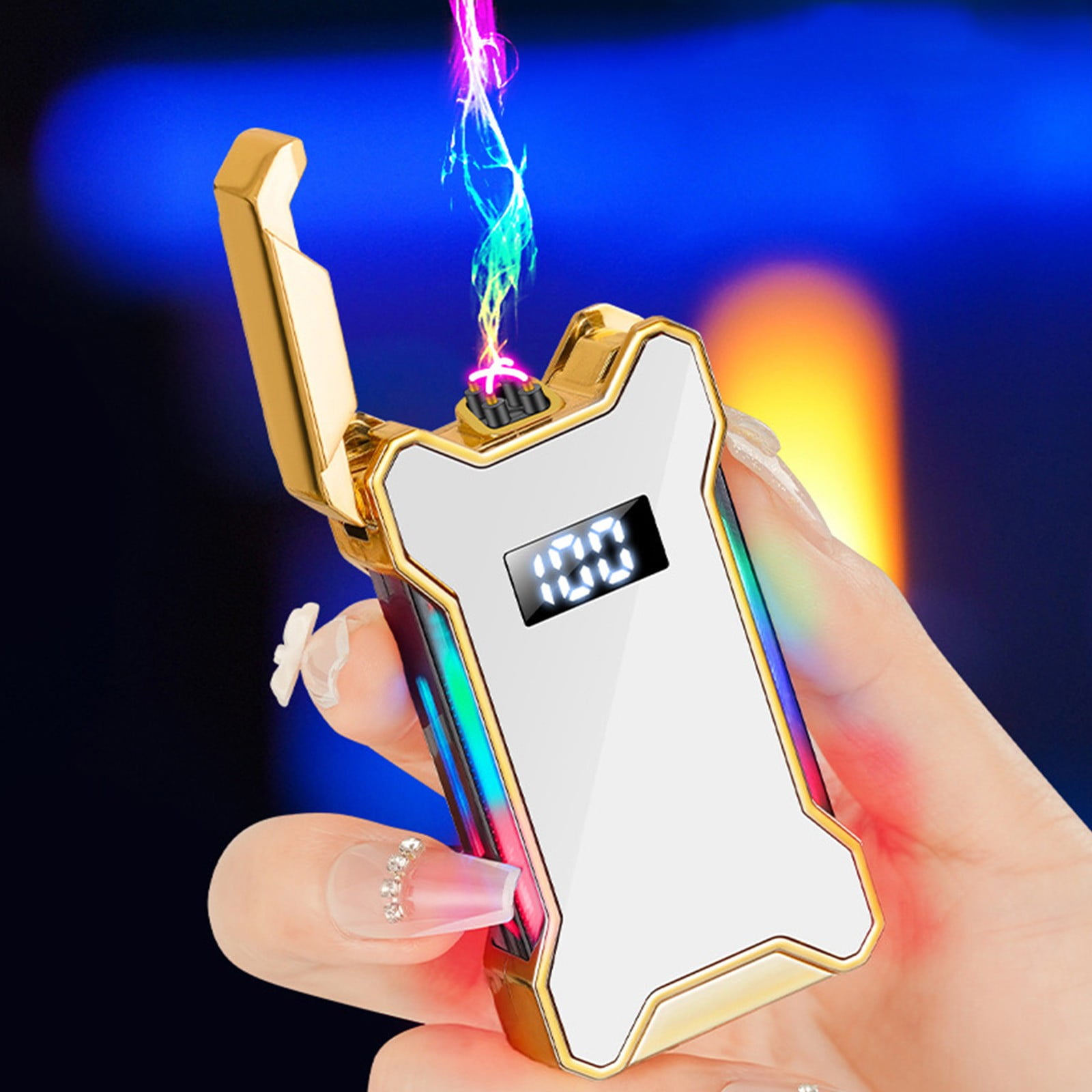 Kraoden Windproof Electronic Lighter, Mech Design, LED Cool Luminous ...
