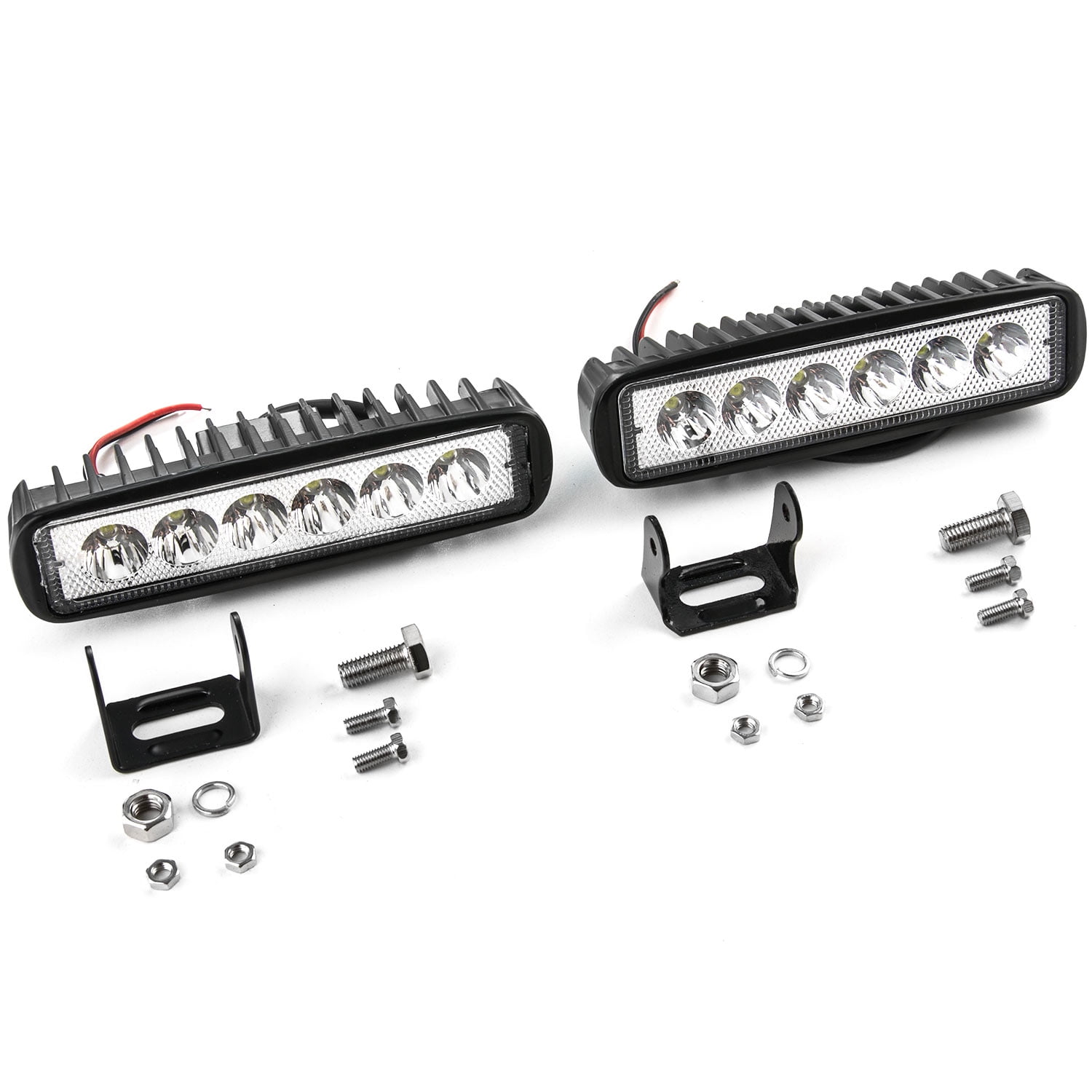 Krator 2pcs 18W Flood LED Light Rectangle Bar Offroad Lights 4WD LED ...