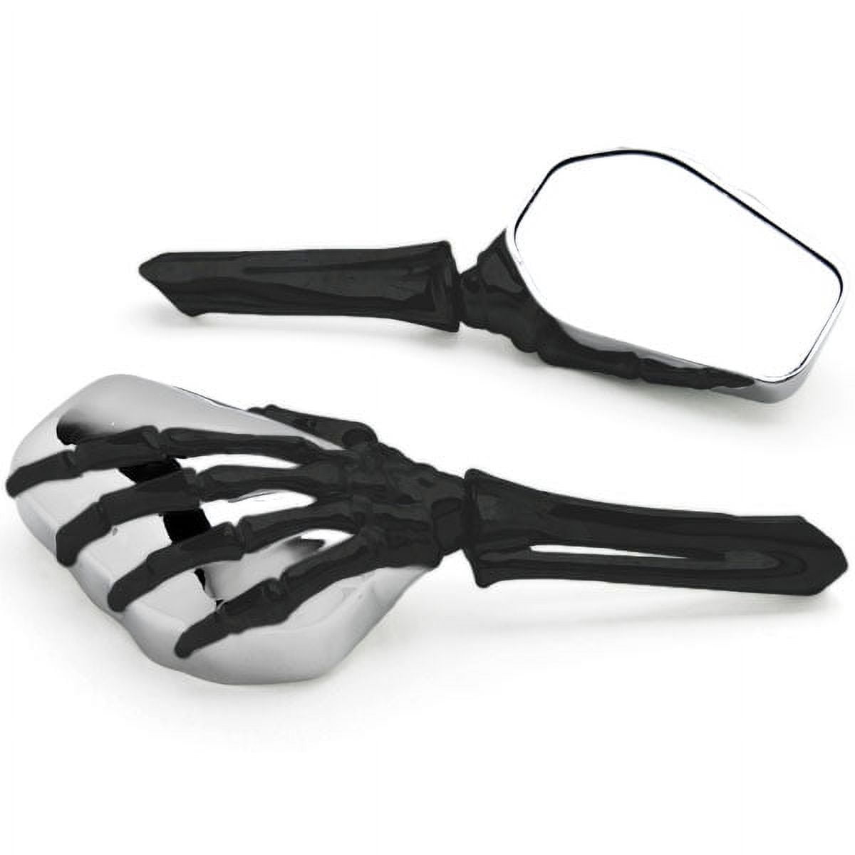 Krator Black and Chrome Skeleton Hand Mirrors Universal Motorcycle ...