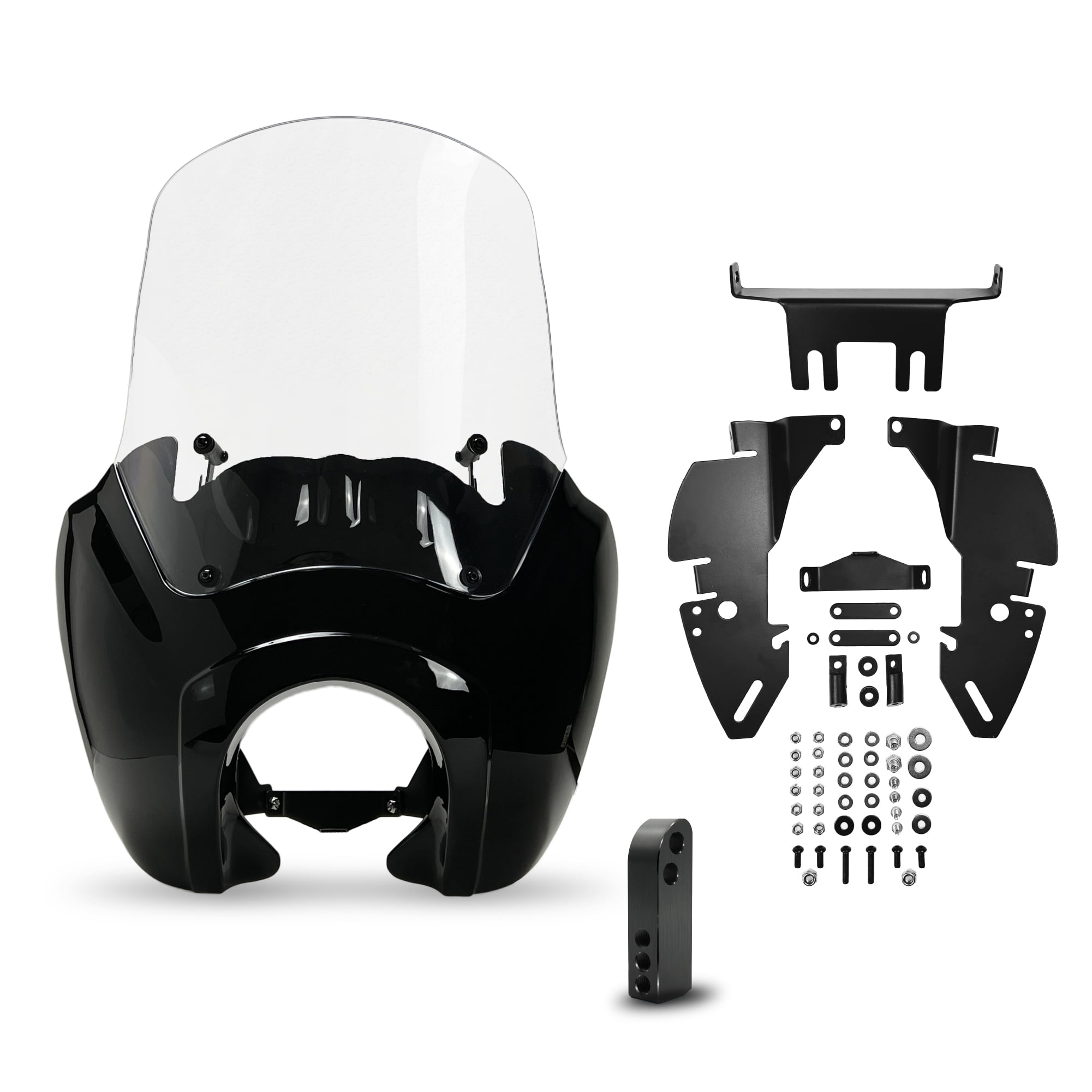 Krator Clear Motorcycle Windshield Fairing, Headlight Extension Block ...