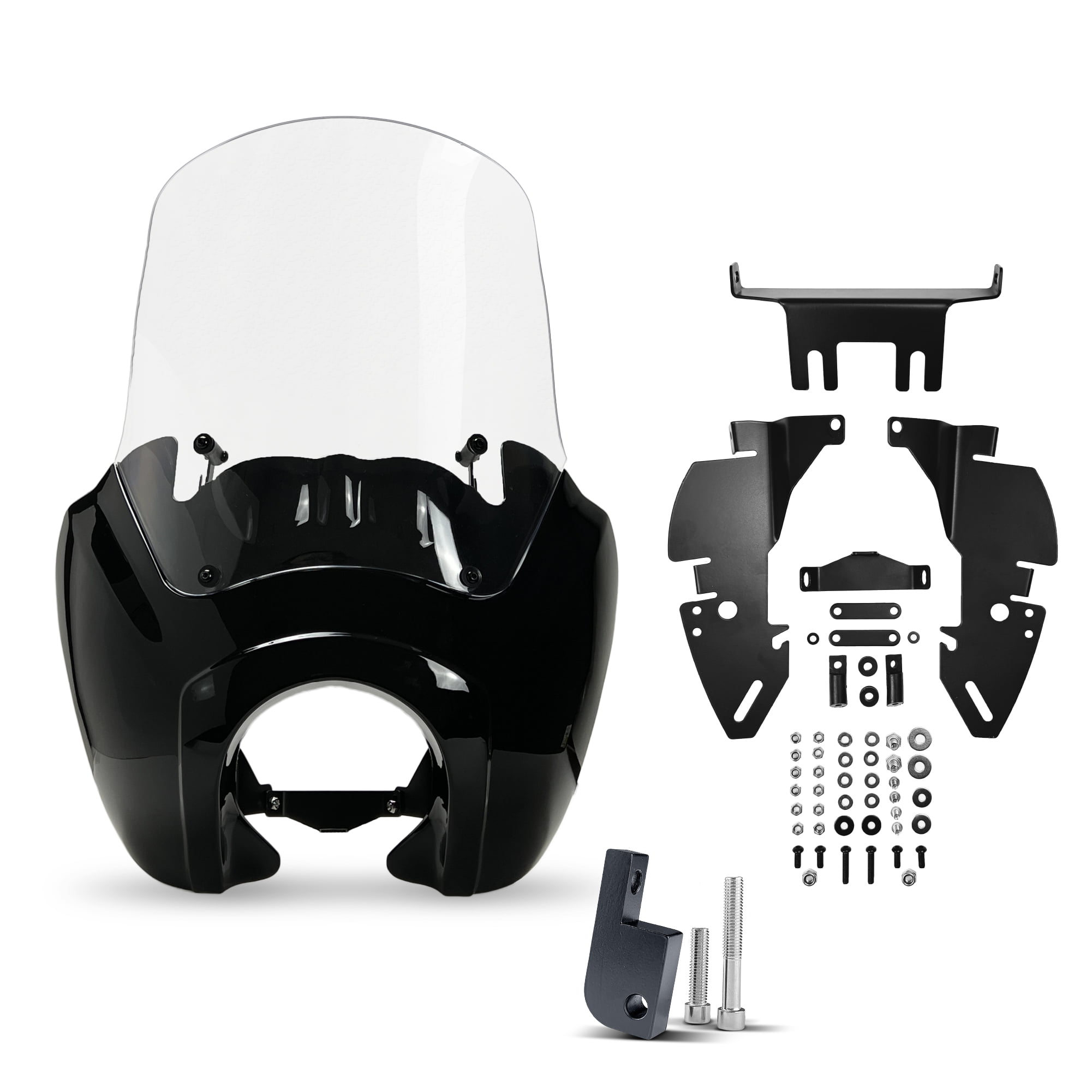 Krator Clear Motorcycle Windshield Fairing, Headlight Extension Block ...