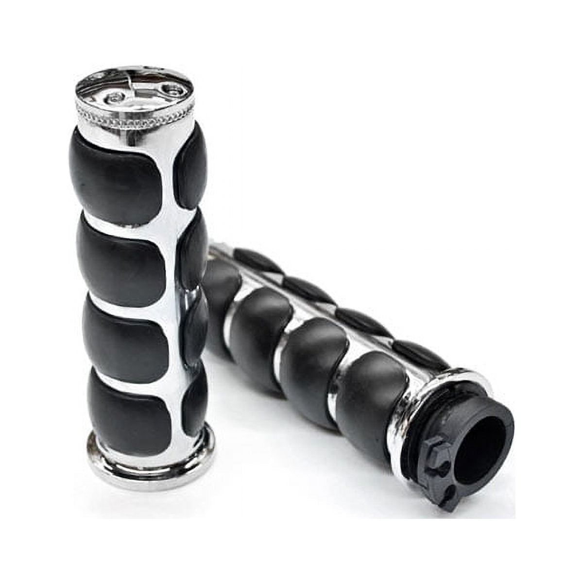 Krator Motorcycle Hand Grips, 1" Chrome & Rubber, Compatible with ...