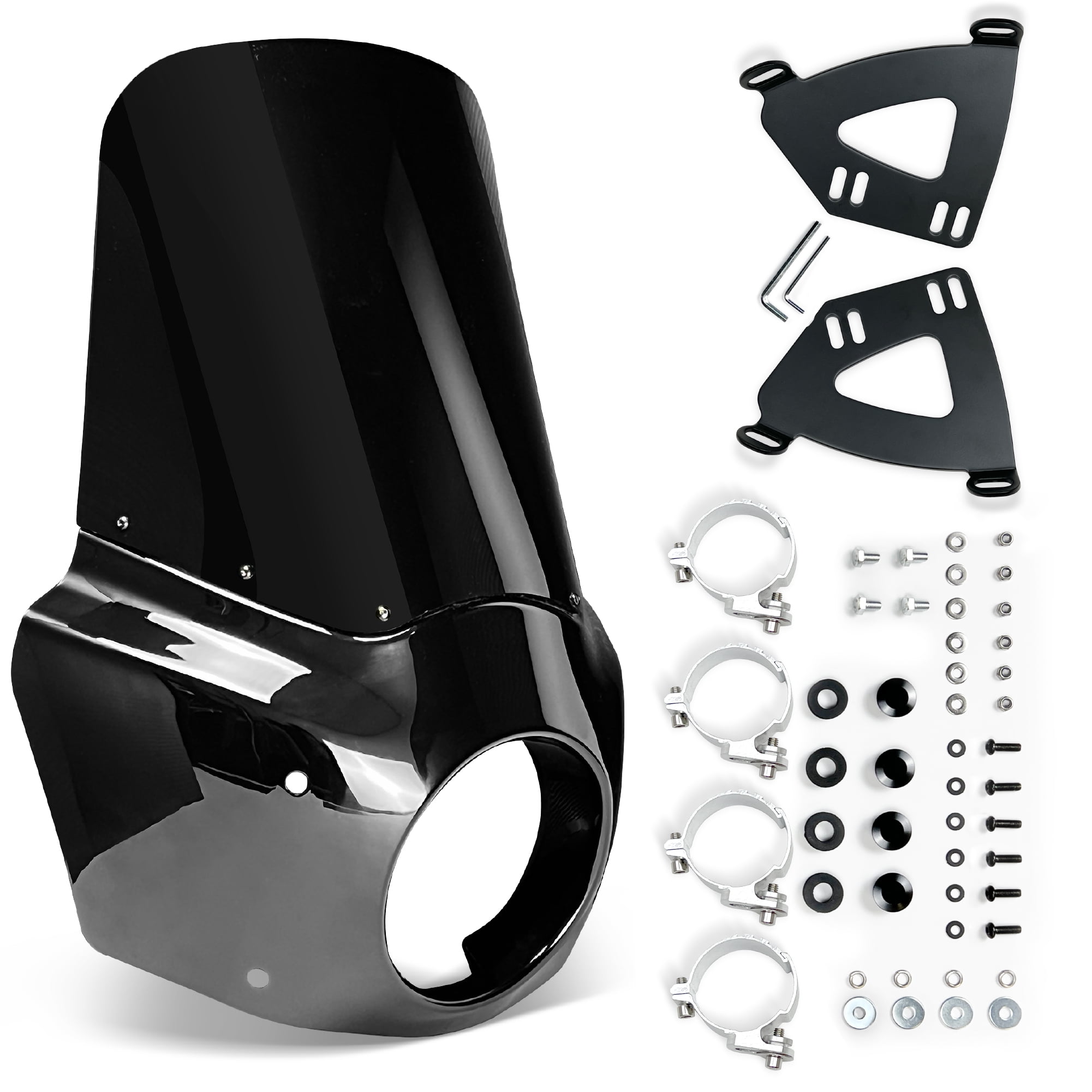 Krator Motorcycle Windshield and Fairing Complete Kit, Glossy Black ...