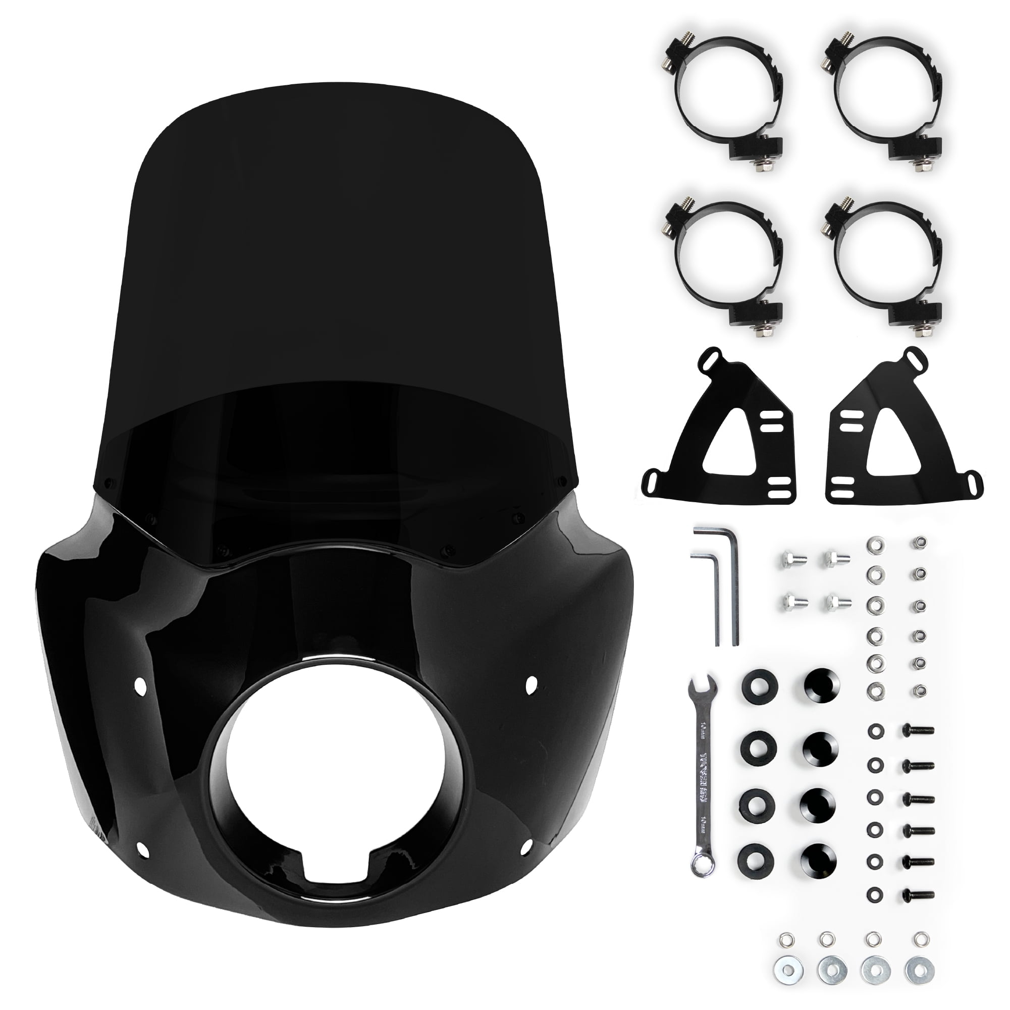 Krator Motorcycle Windshield Fairing & Mounting Kit, Wind Deflector ...