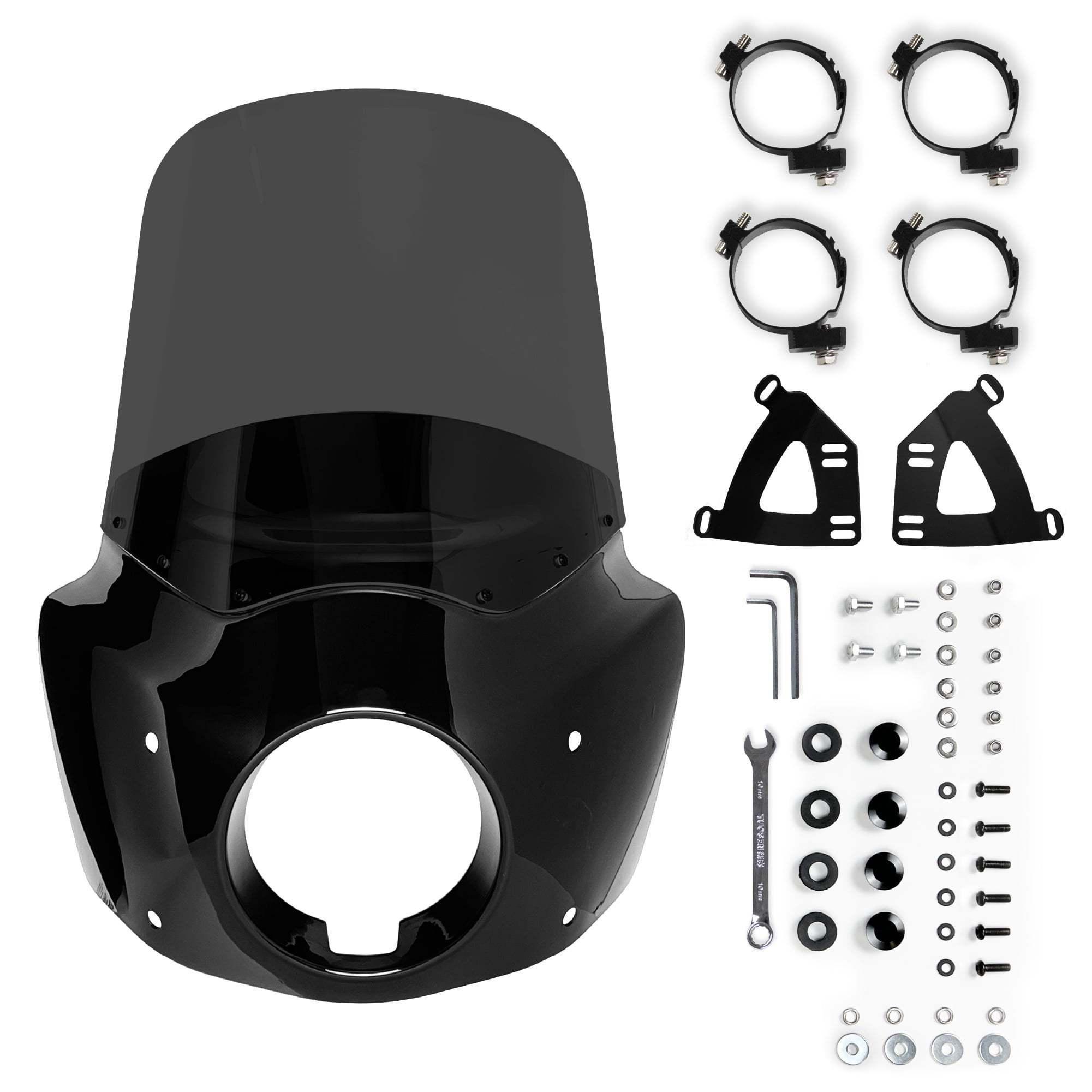 Krator Motorcycle Windshield Fairing & Mounting Kit, Wind Deflector ...