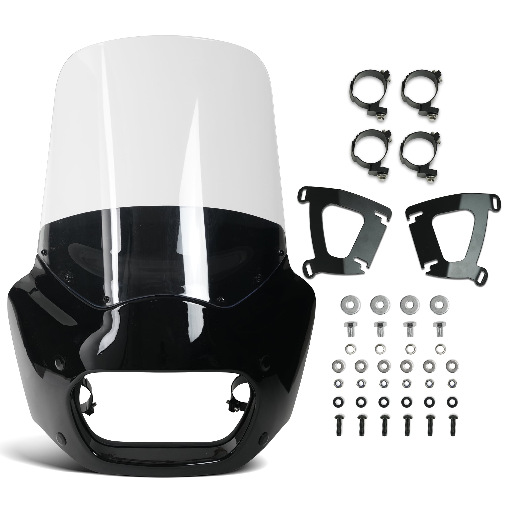 Krator Motorcycle Windshield Fairing & Mounting Kit, Wind Deflector ...