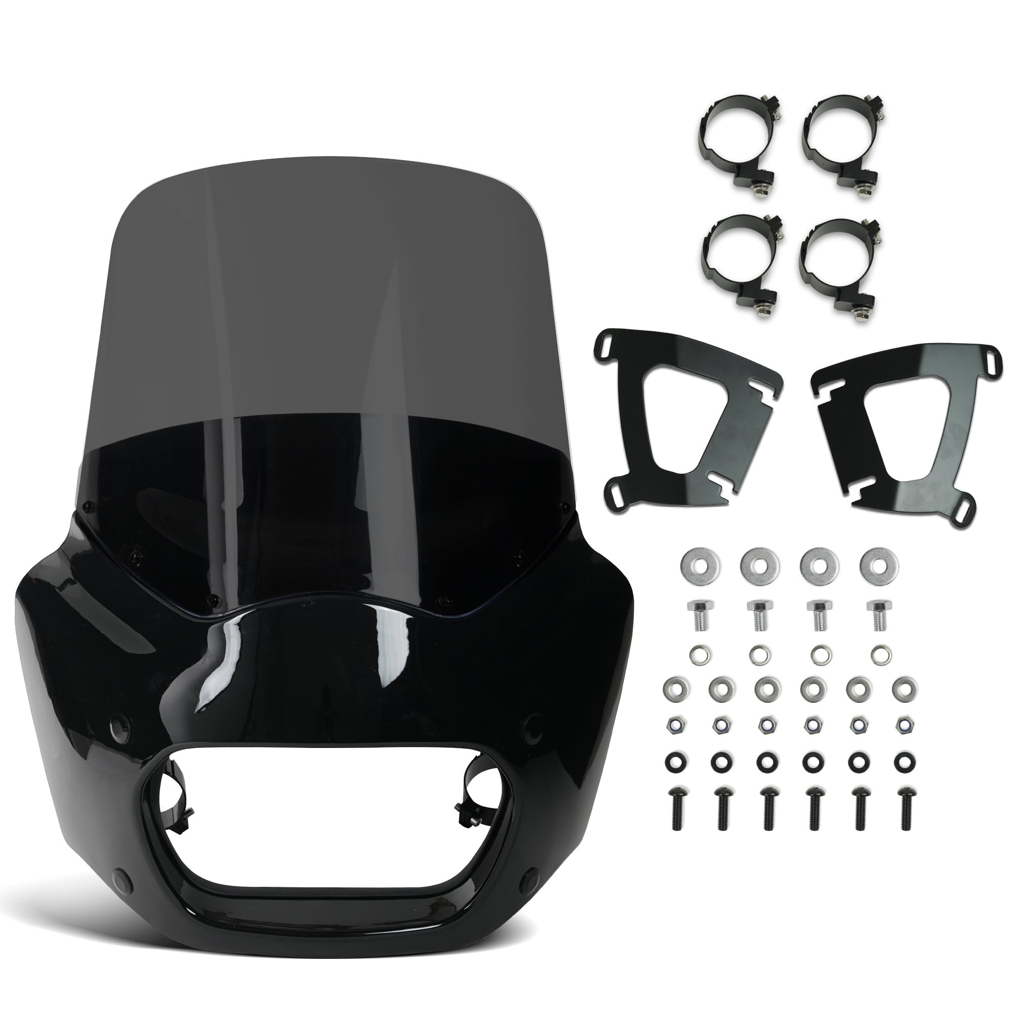 Krator Motorcycle Windshield Fairing & Mounting Kit, Wind Deflector ...