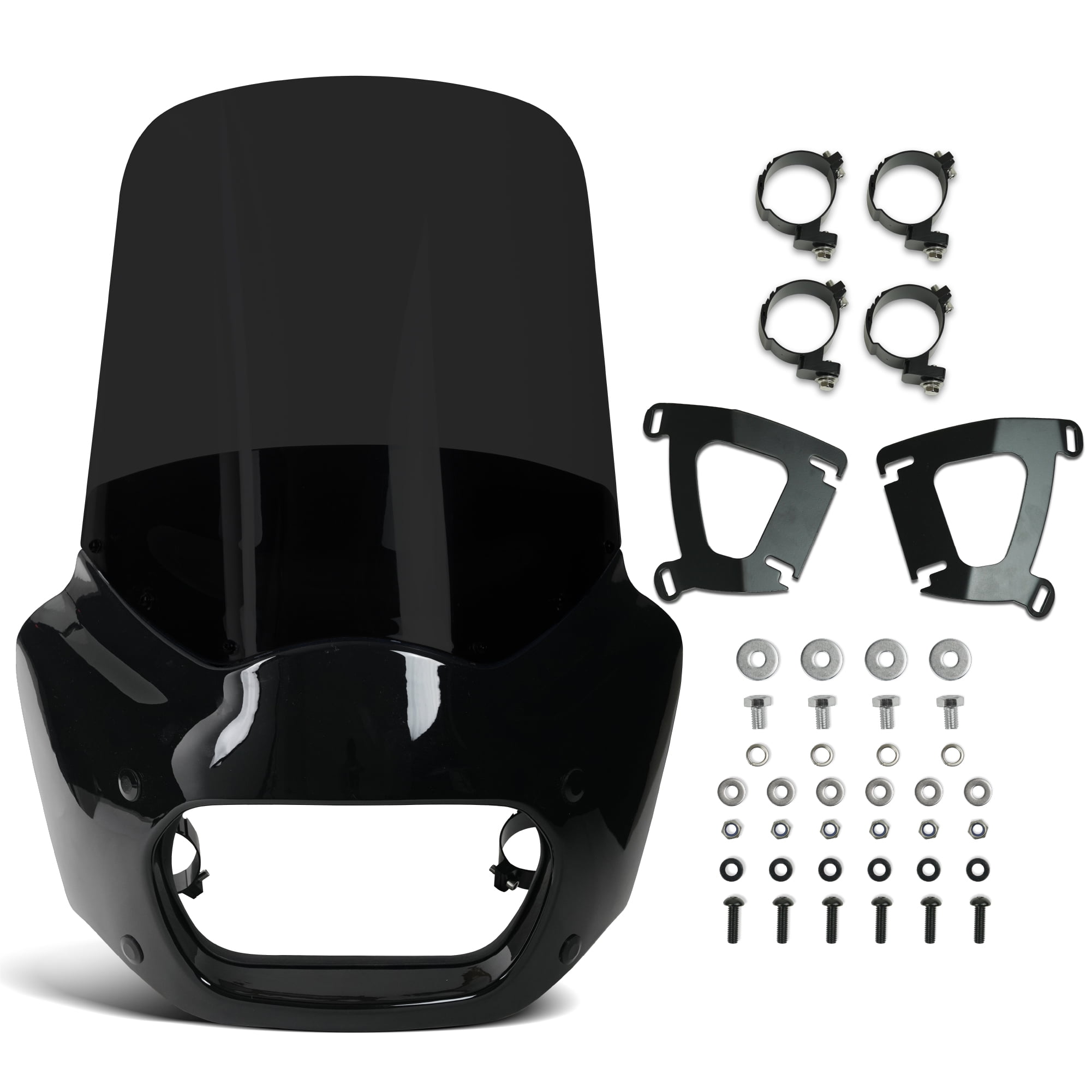 Krator Motorcycle Windshield Fairing & Mounting Kit, Wind Deflector ...