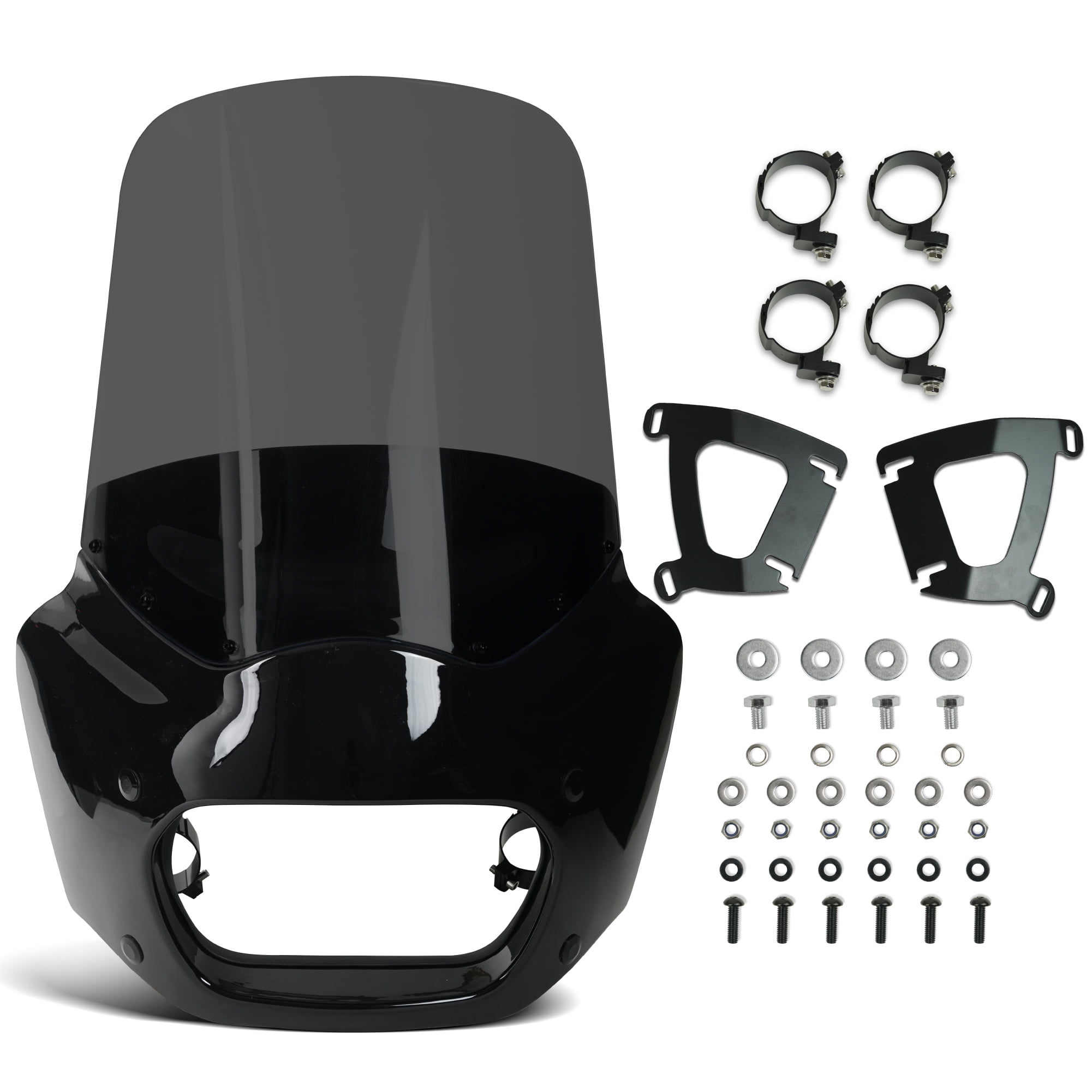 Krator Motorcycle Windshield Fairing & Mounting Kit, Wind Deflector ...