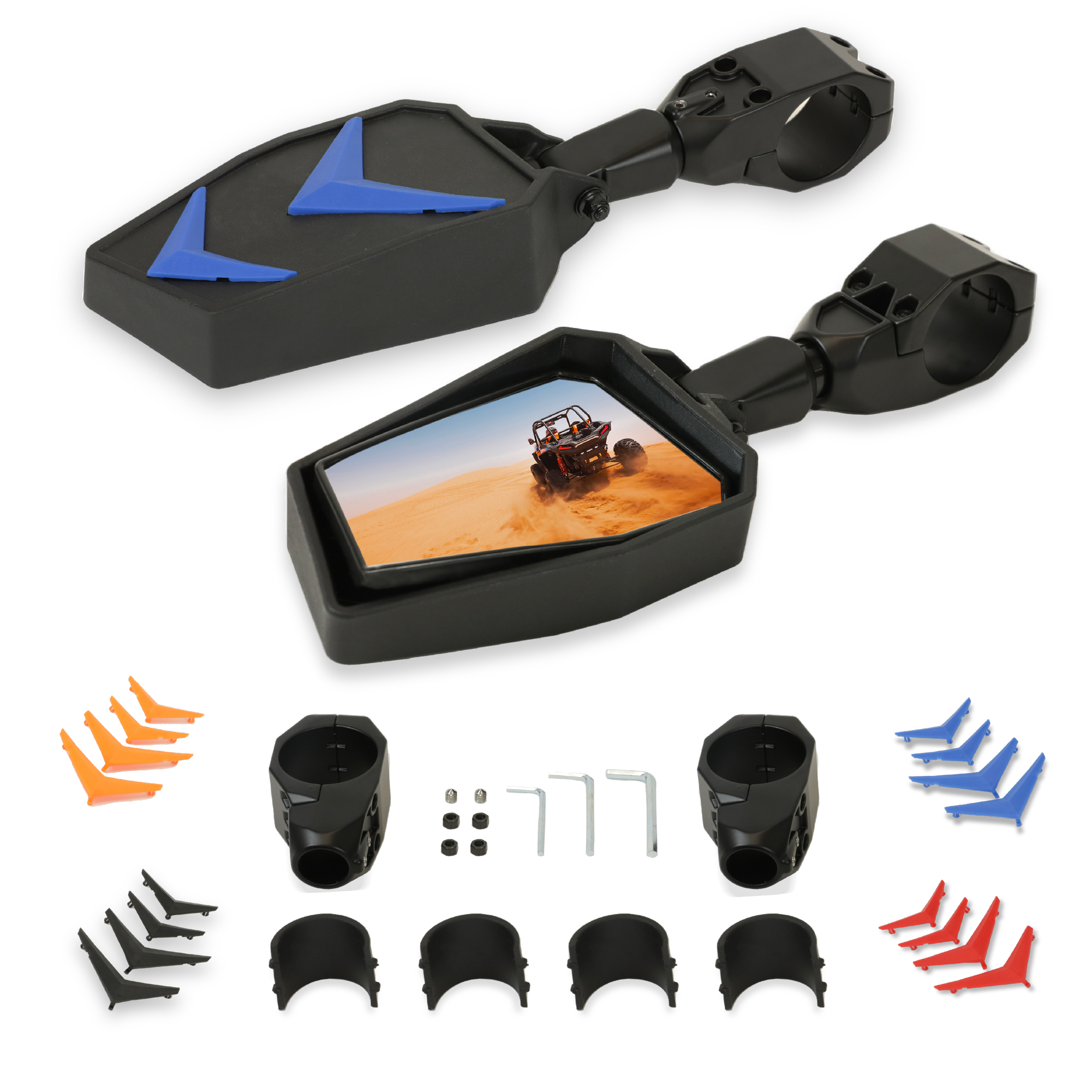 UTV Side Mirrors for 1.75"- 2" Roll Bar Cage, Adjustable Mirrors ...