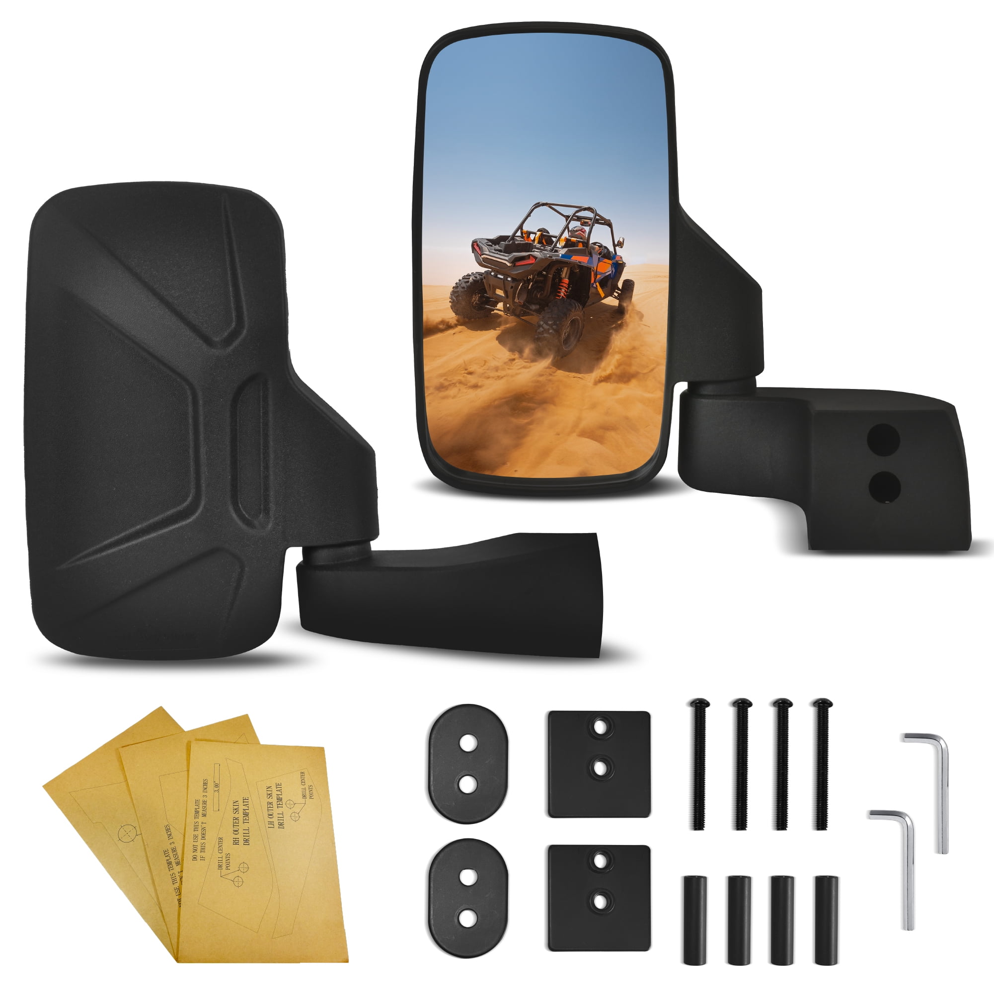 Krator UTV Side Mirrors For Original Full Doors, Includes Easy Install ...