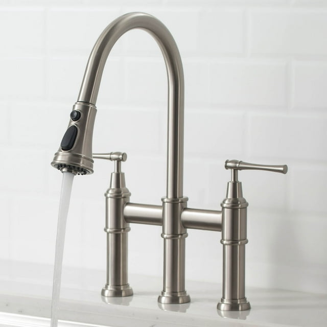 Kraus Allyn™ Transitional Bridge Kitchen Faucet with Gooseneck Pull ...
