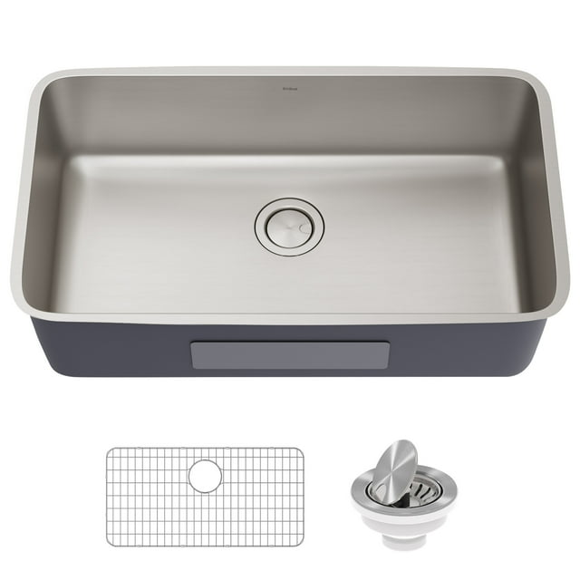 KRAUS Dex 33” Undermount 16 Gauge Stainless Steel Single Bowl Kitchen ...