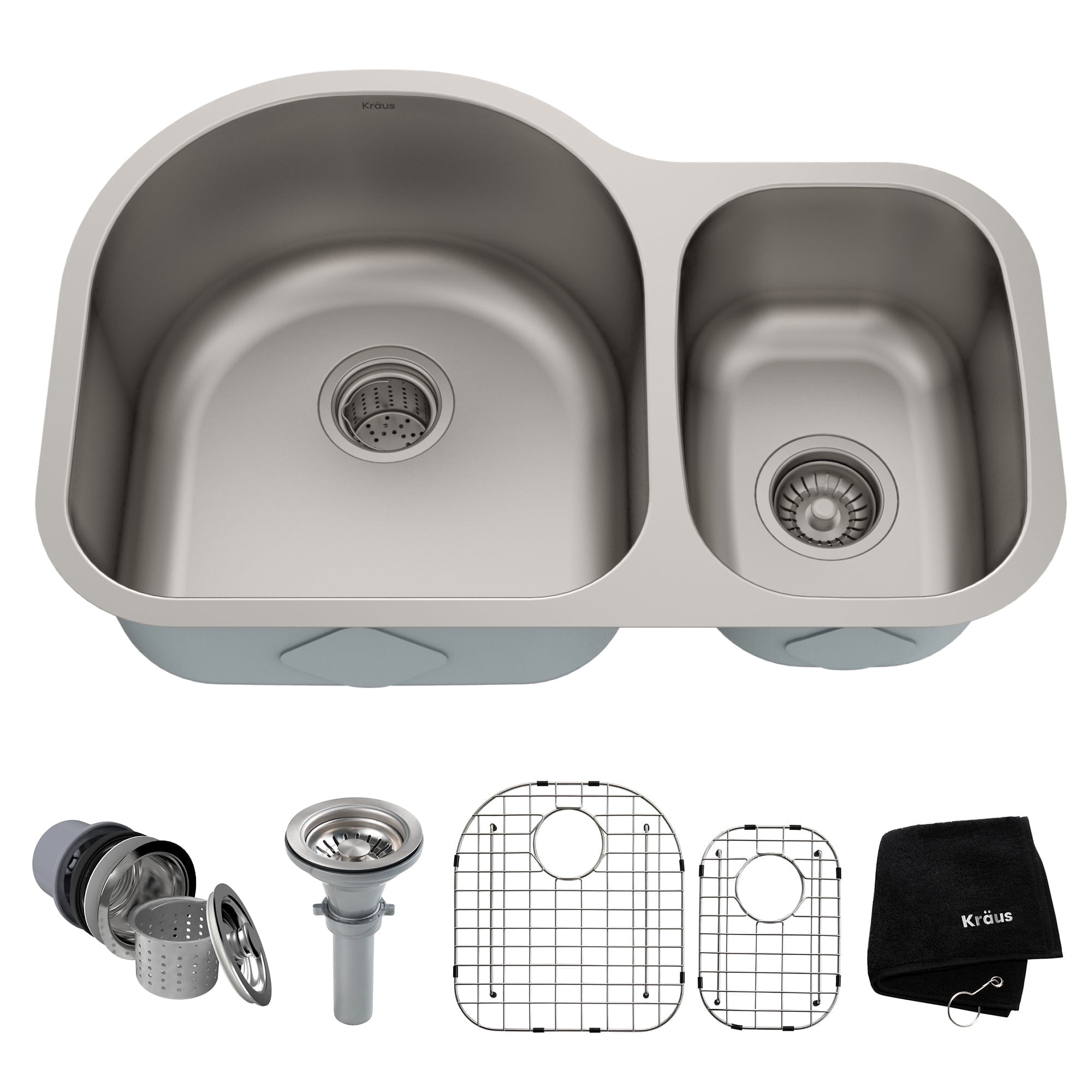 Kraus Premier 30-inch 16 Gauge Undermount 60/40 Double Bowl Stainless ...