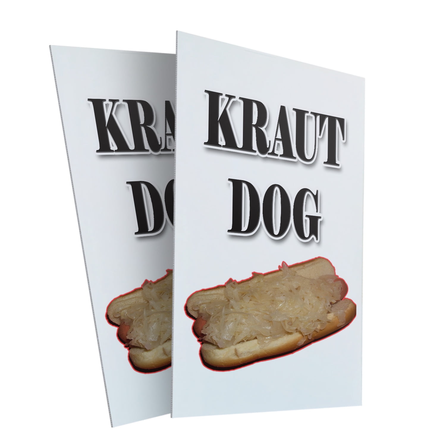 Kraut Hot Dog (2-PACK) 24" x 36" Plastic Signs | Sign Insert 4mm ...