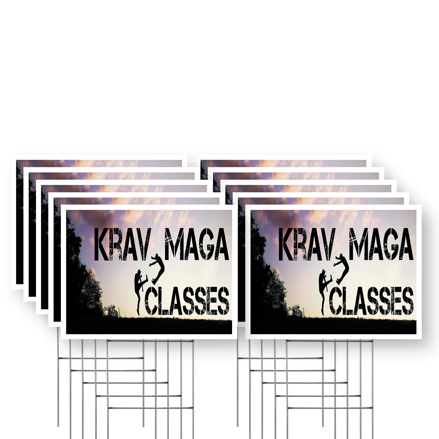 Krav Maga Classes Yard Sign 10 Pack of 12 Inch x 16 Inch Double Sided ...