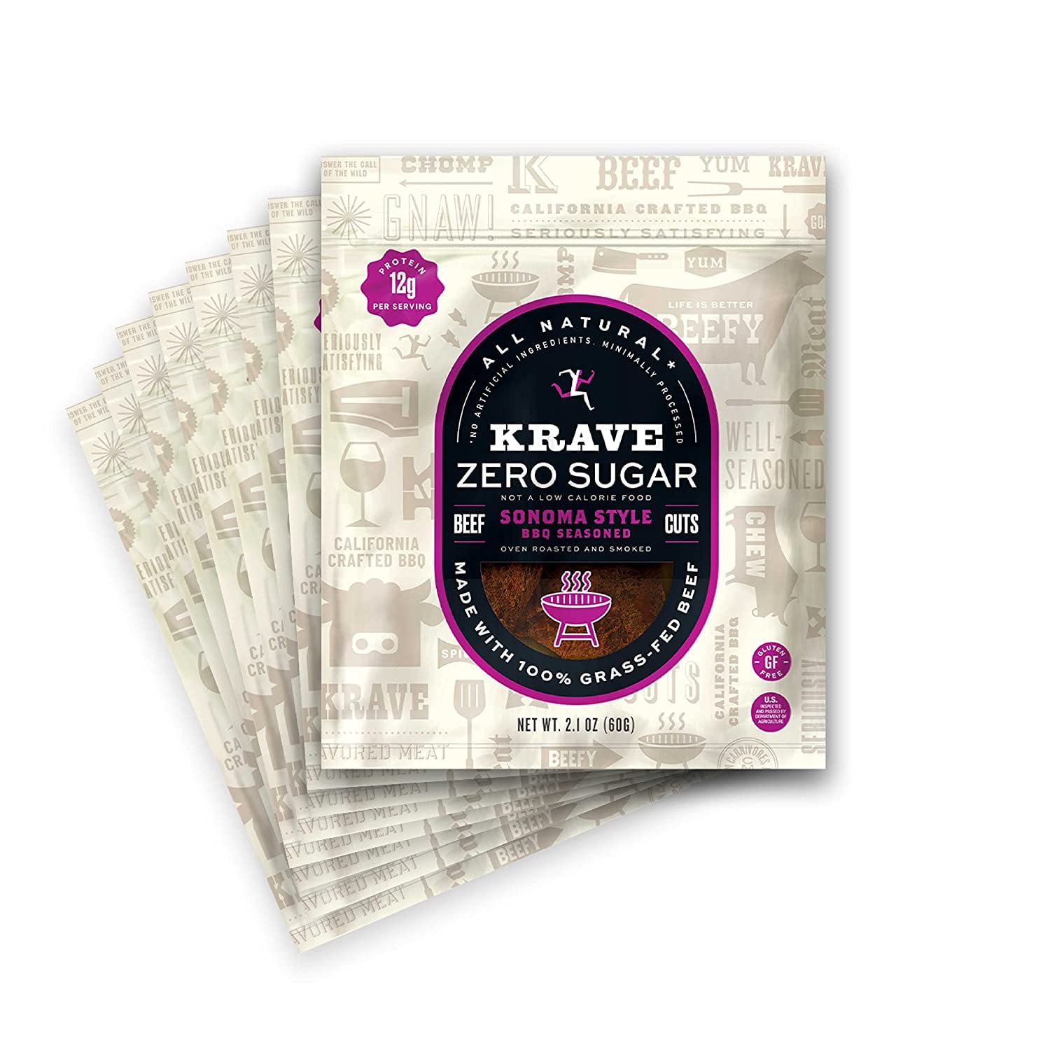 Krave Beef Cuts Sonoma Style Jerky Barbeque Seasoned, Zero Sugar ...