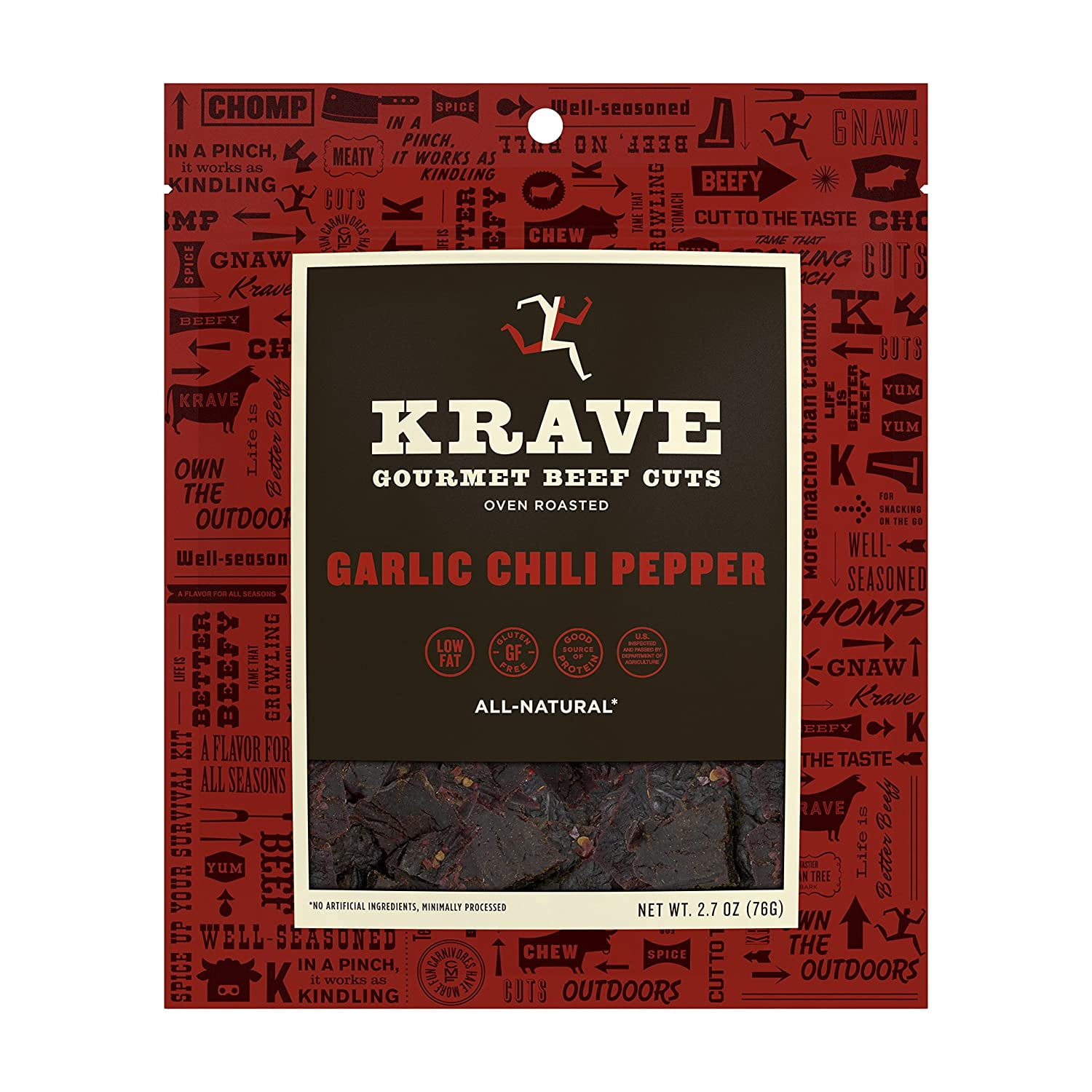 Krave Beef Jerky Garlic Chili Pepper -- 2.7 oz Pack of 2 - Walmart.com