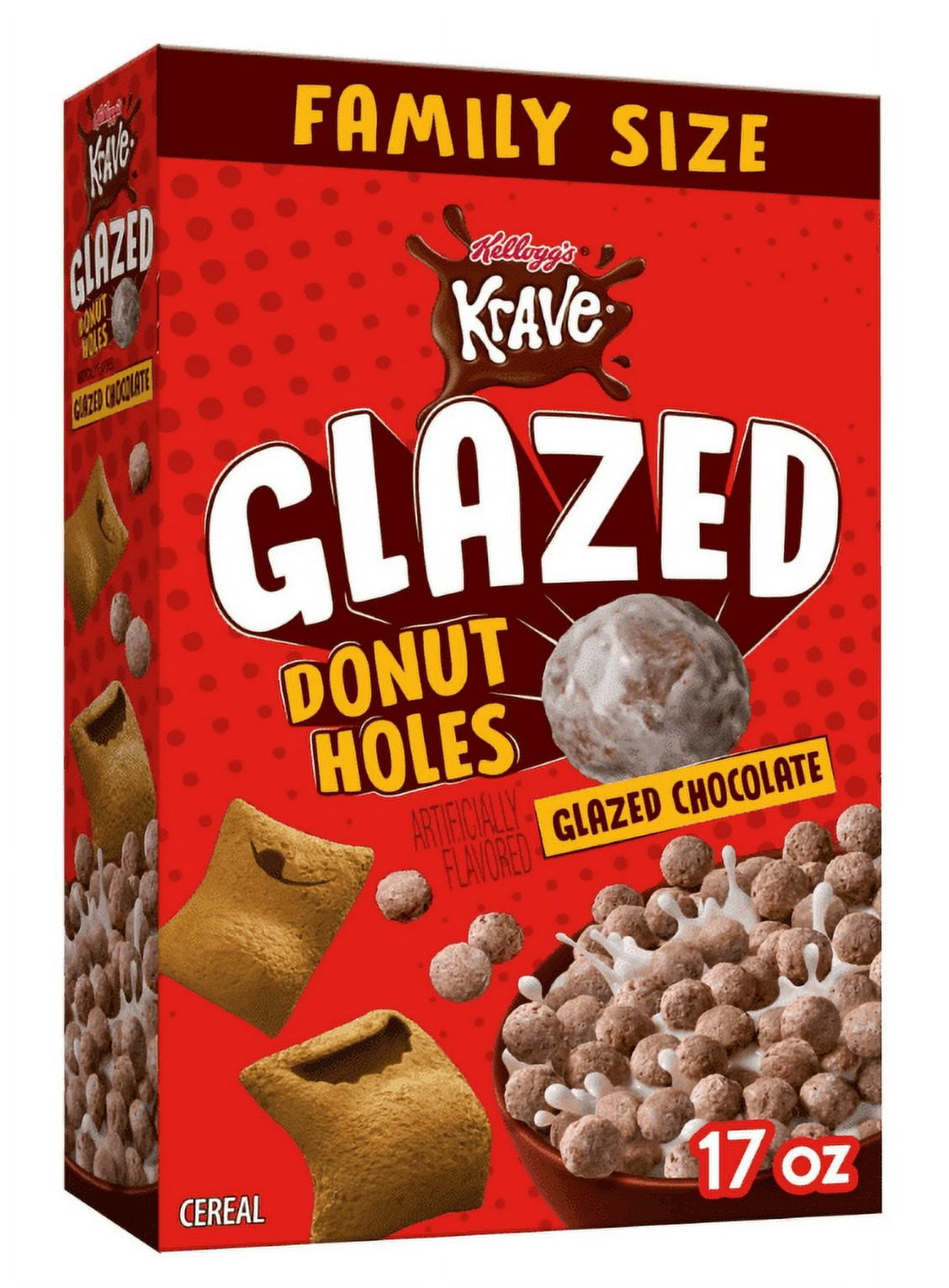 Krave Glazed Donut Holes Breakfast Cereal, Kids Cereal, Family Breakfast, Family Size, Glazed ...