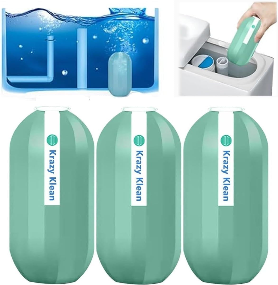 Krazy Klean Pro Toilet Bowl Cleaner Tablets – Long-Lasting Toilet Tank ...