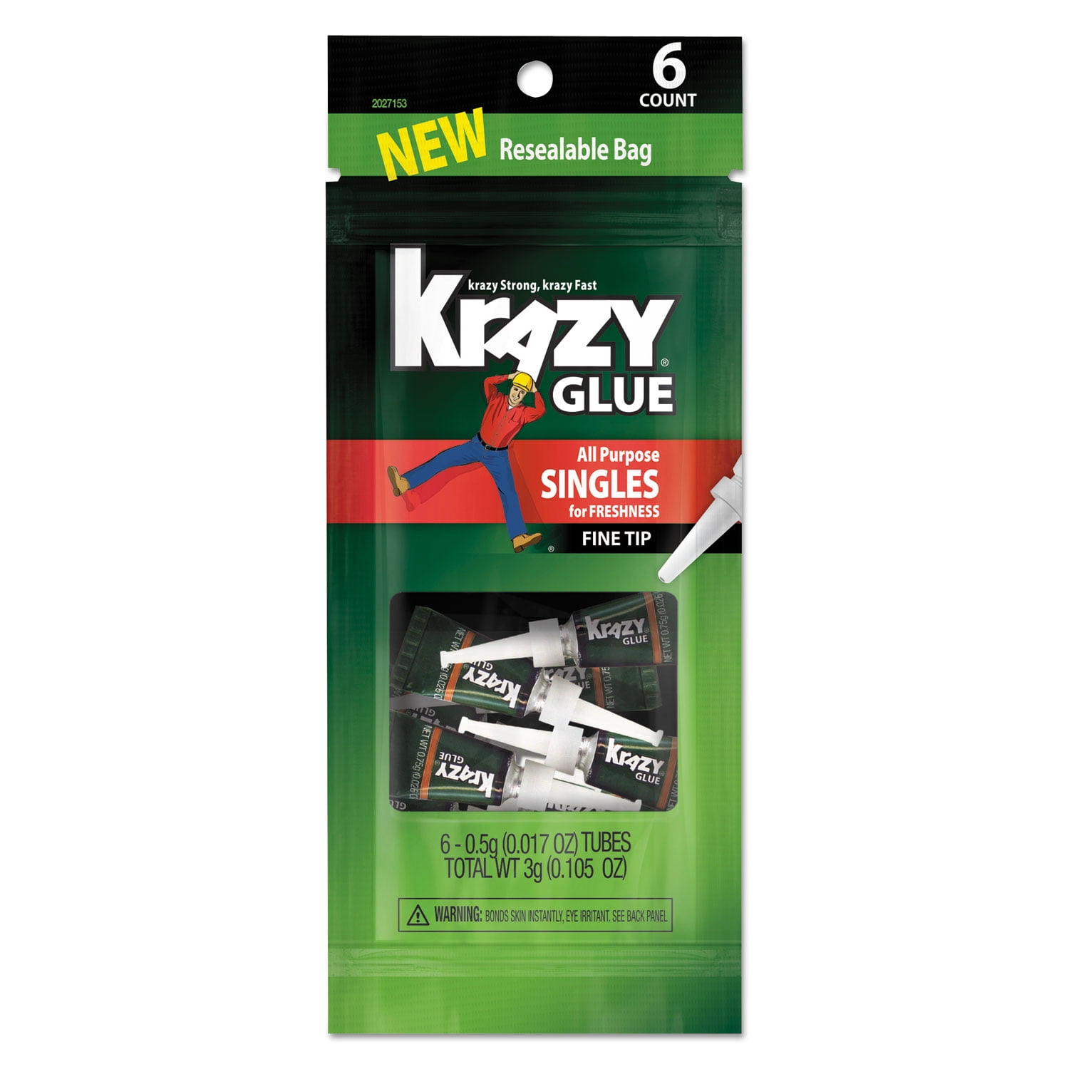 Krazy glu All-Purpose Super glu Single-Use Tubes 0.017 oz Clear 6/PK ...