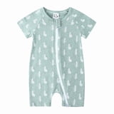 Krdevn Baby Tree Print Short Sleeve Romper Two Way Zipper Infant Summer ...