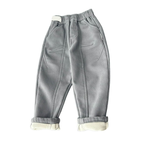 Krdevn Boys Winter Fleece Lined Pants Thickened Trousers Warm Casual ...