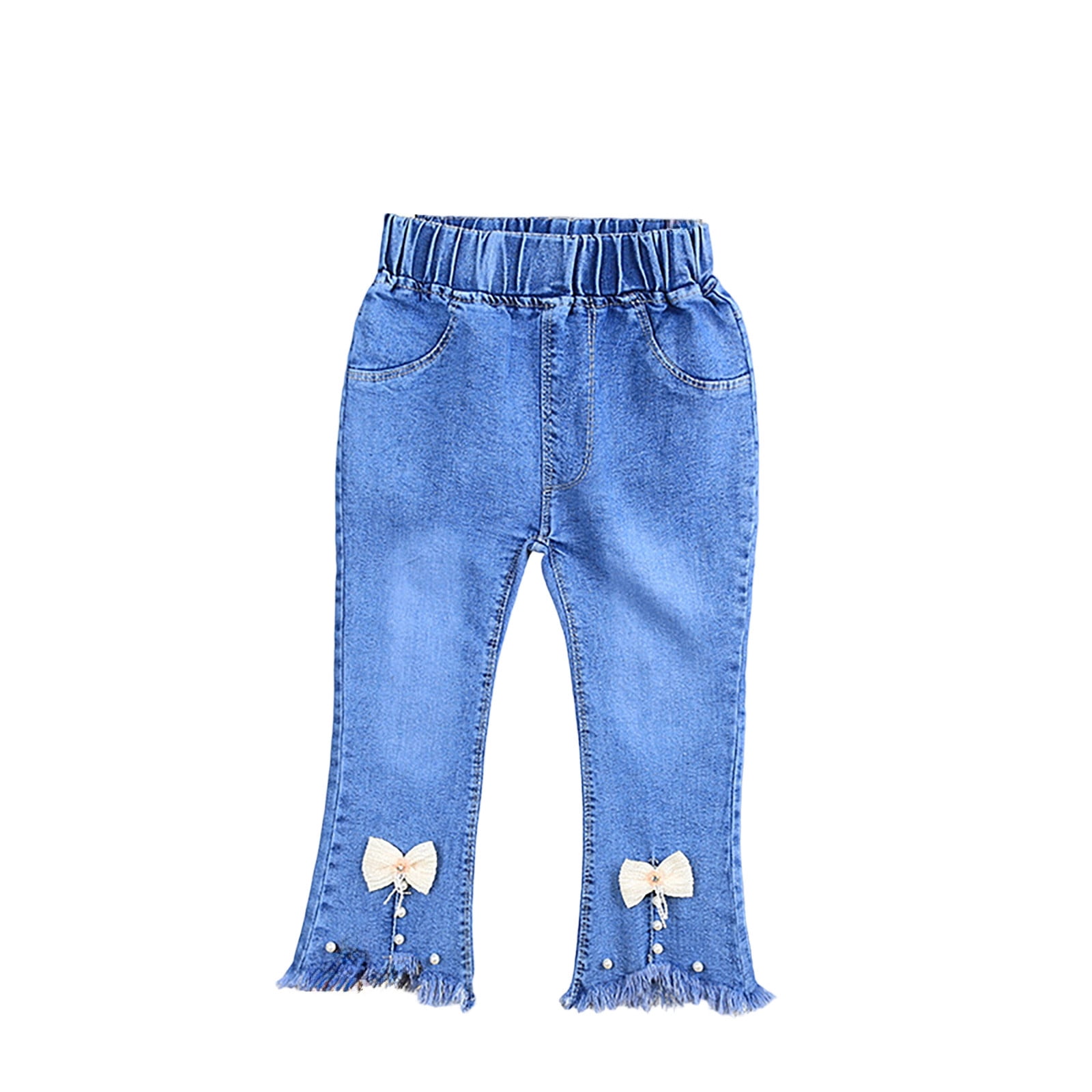 Krdevn Girls Denim Bottom Pants Flared Trousers for Teenage Stretch ...