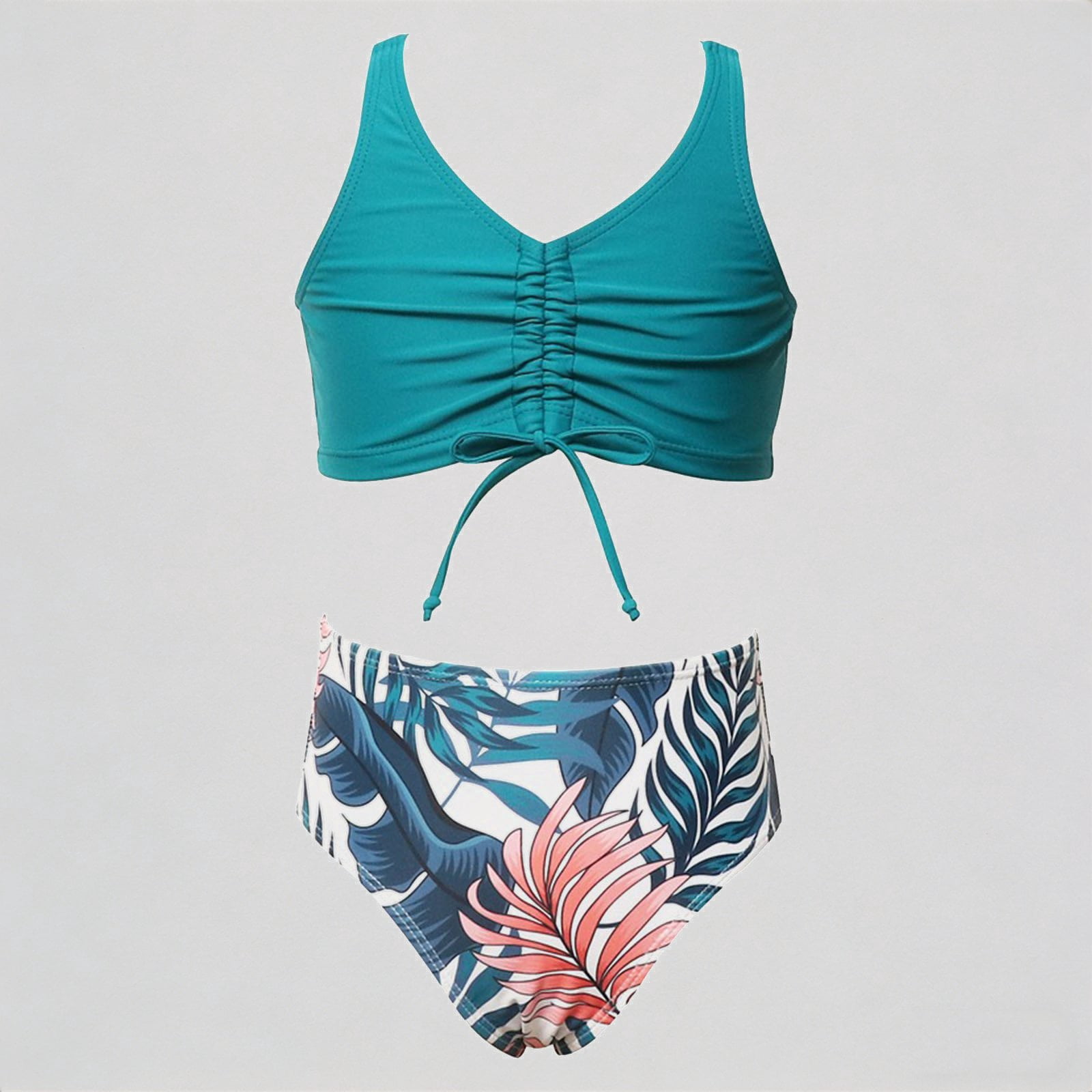 Krdevn Girls Two Piece Swimsuits for Kids High Waist Bikini UPF 50+ Sun ...