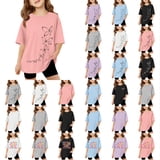 Krdevn Kids Girls Letter Printed Short Sleeve T Shirts Kids Oversized ...