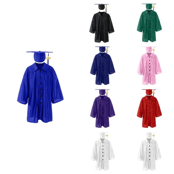 Krdevn Kids' Graduation Gown & Cap Set, Button-Front Graduation Robe ...
