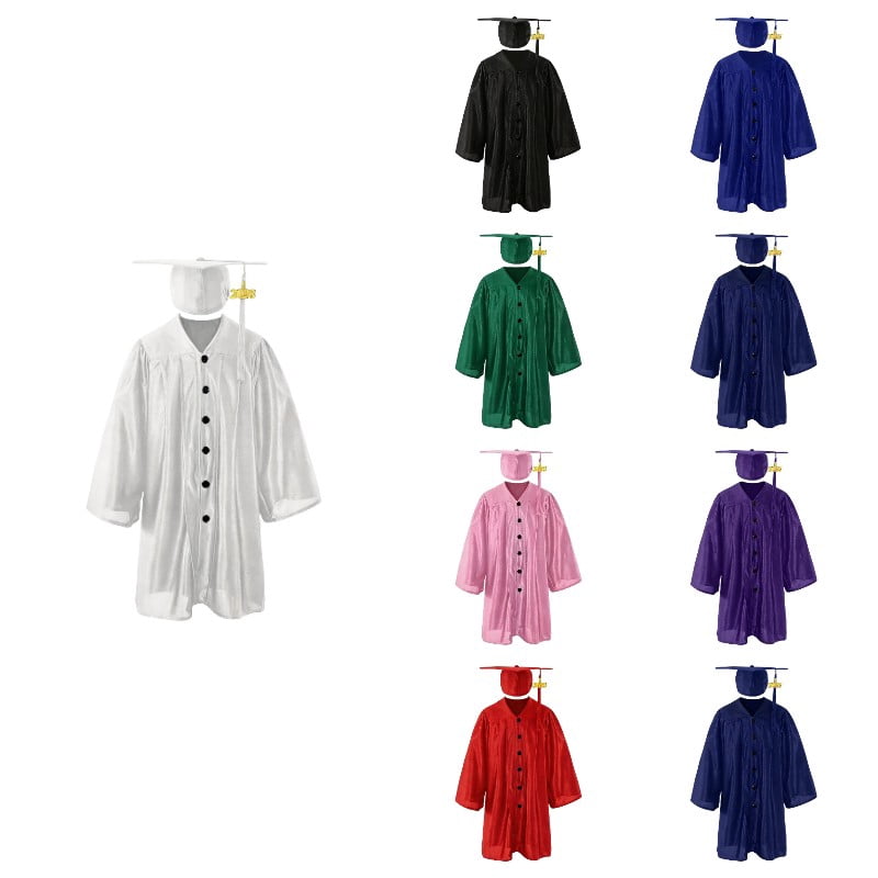 Krdevn Kids' Graduation Gown & Cap Set, Button-Front Graduation Robe ...