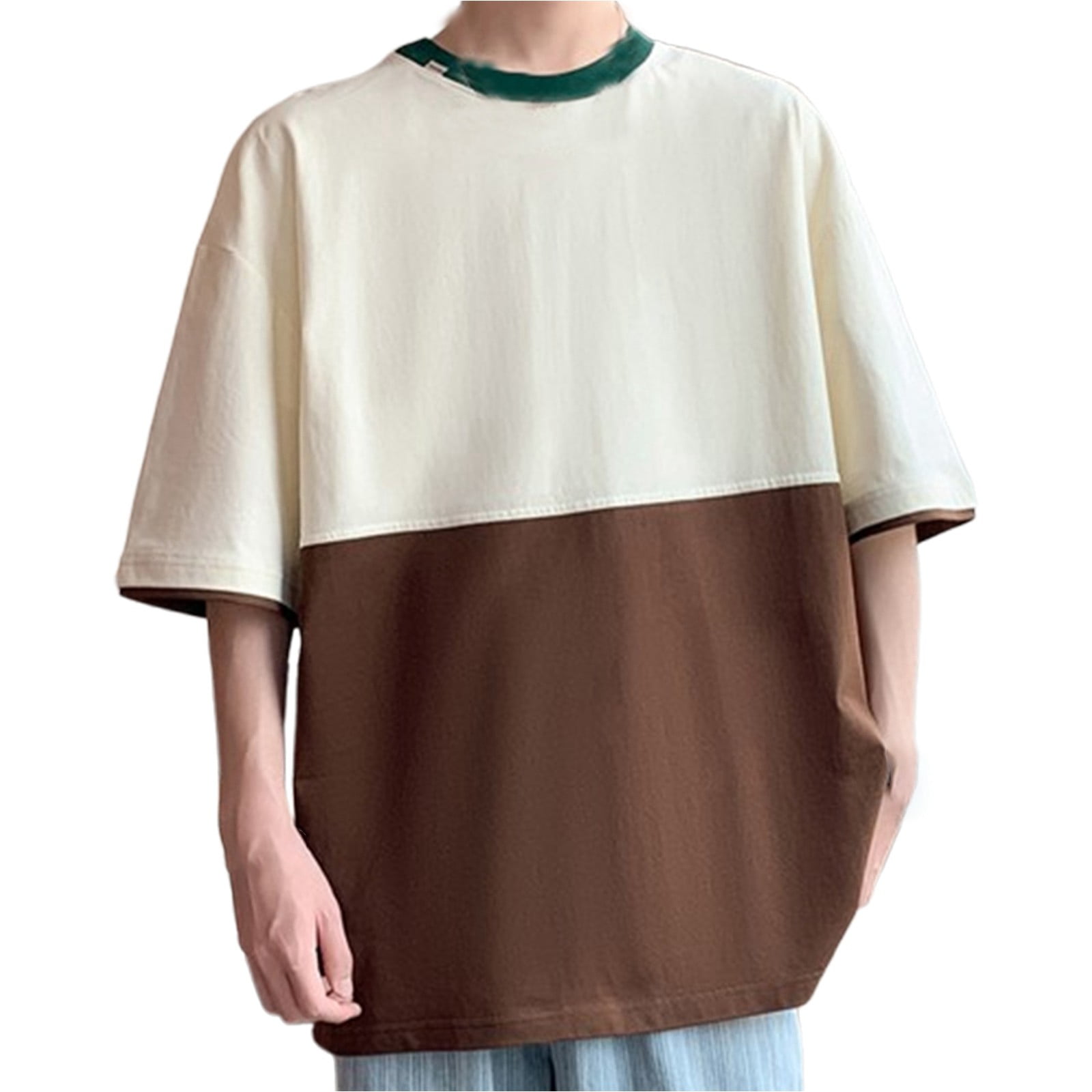 Krdevn Men's Casual Color Block Short Sleeve T Shirt Summer Crew Neck ...