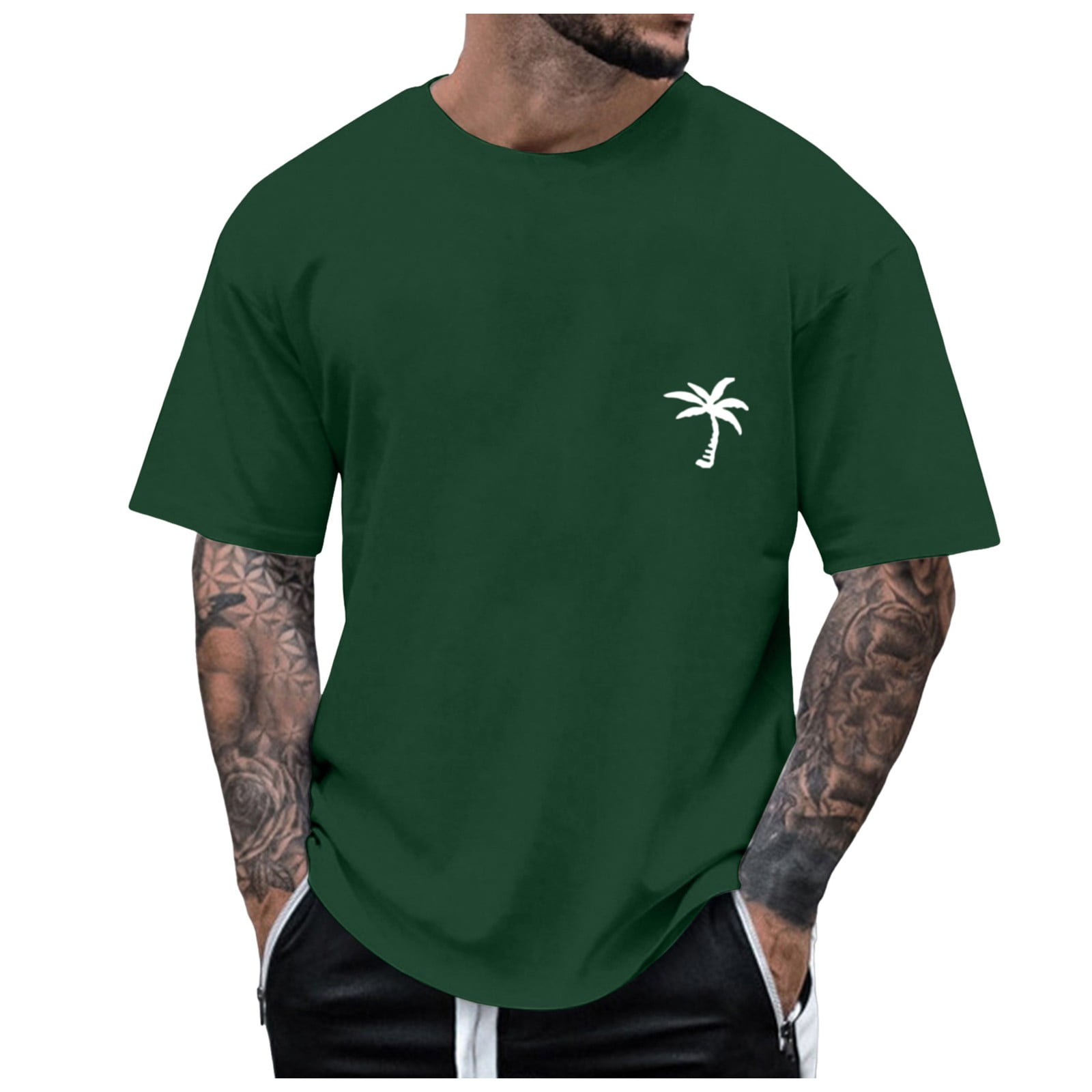 Krdevn Men's Half Sleeve Oversized T Shirt Letter Print Round Neck ...