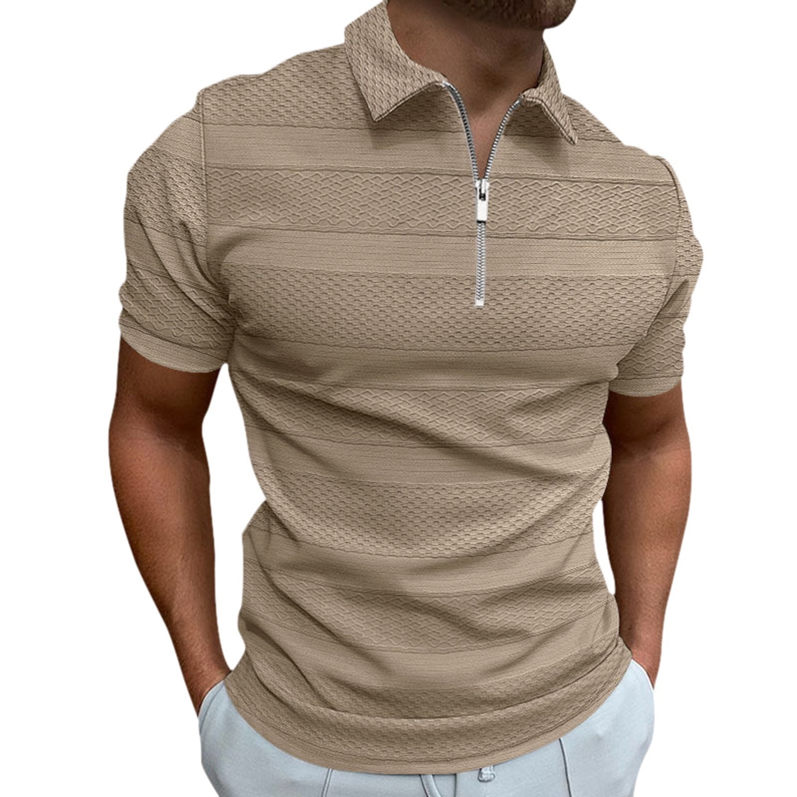 Krdevn Men's Leisure Stripe Contrast Design Lapel Button Long Sleeve ...