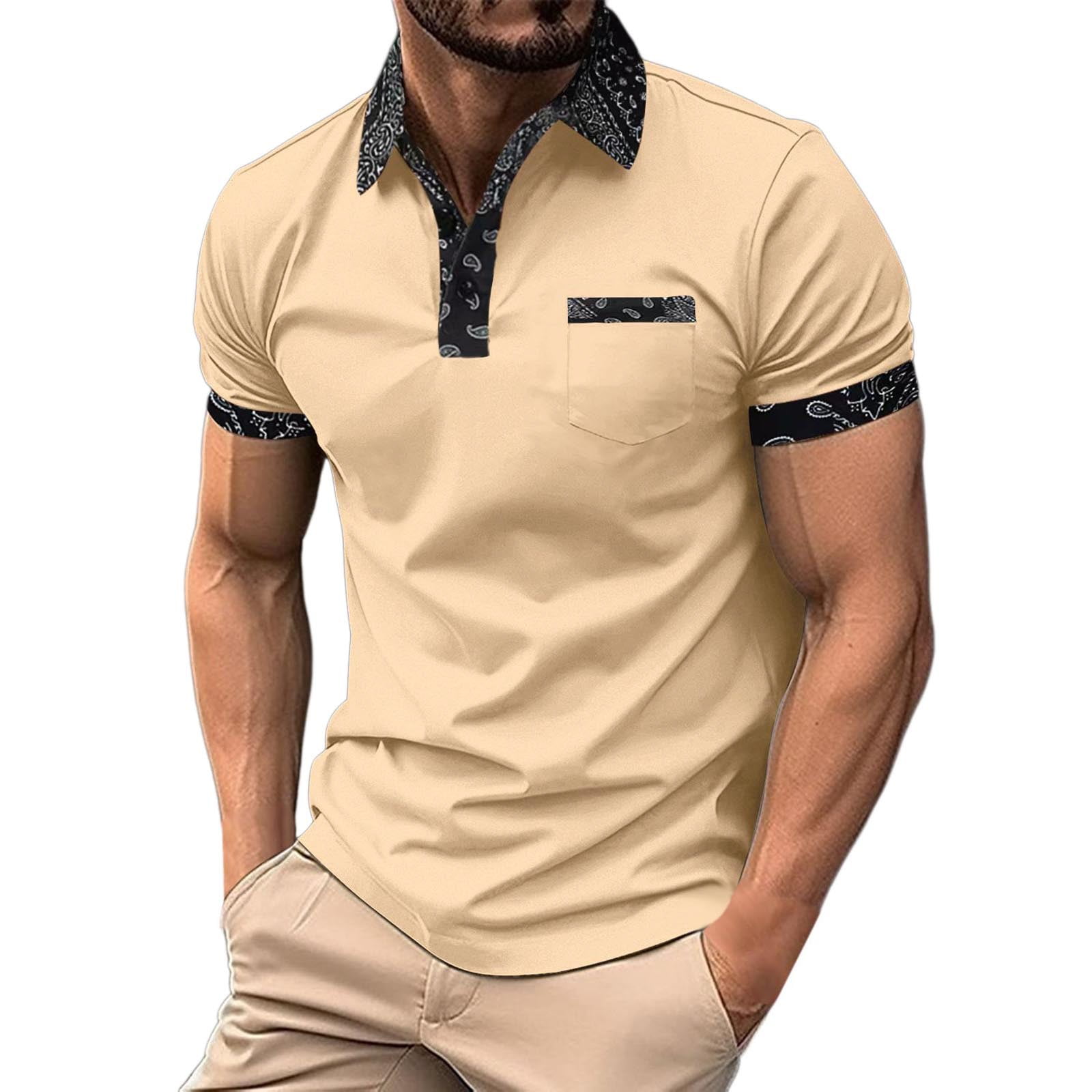 Krdevn Men's Leisure Stripe Contrast Design Lapel Button Long Sleeve ...