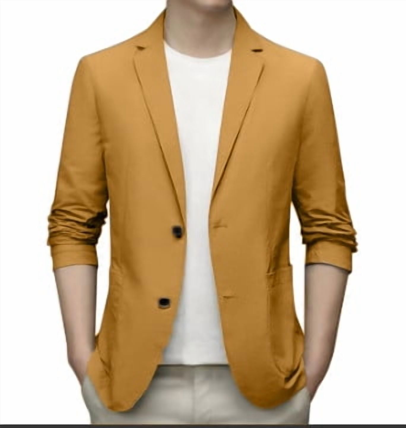 Krdevn Men's Lightweight Suit Jacket Casual Stretch Slim Fit Button ...