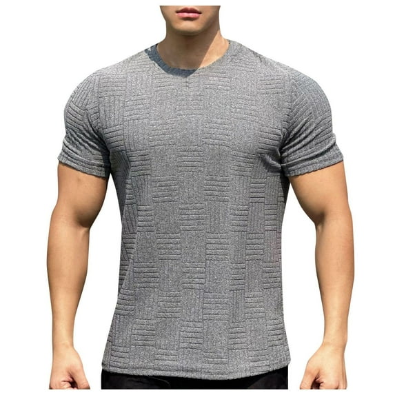 Krdevn Men's Muscle Exercise Semi Tight Fitness Short Sleeve Basketball ...