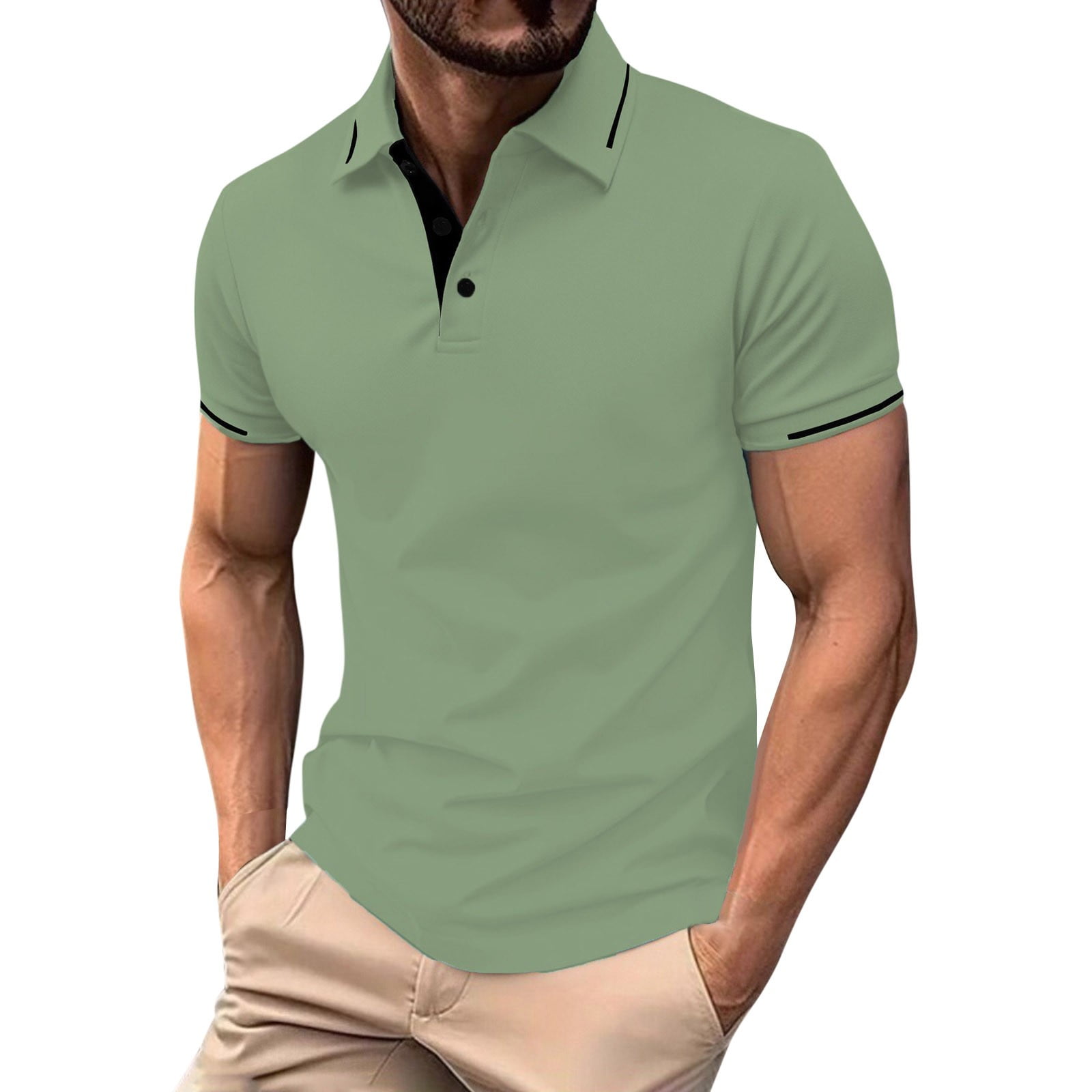 Krdevn Men's Pure Color and Versatile Men Casual Loose Collar Button ...