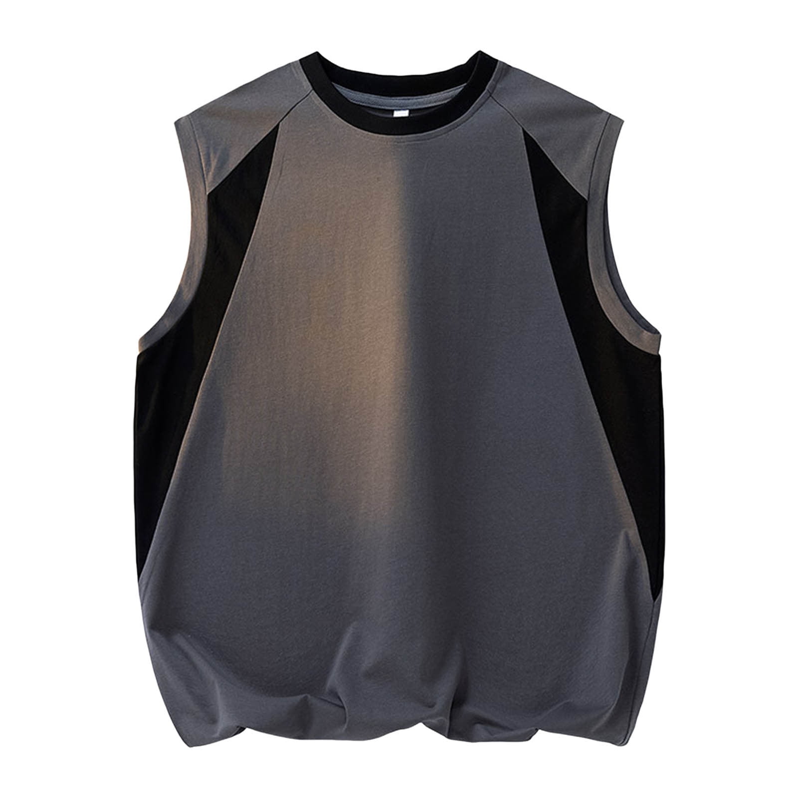 Krdevn Men's Summer Color Block Round Neck Sleeveless Tank Top ...