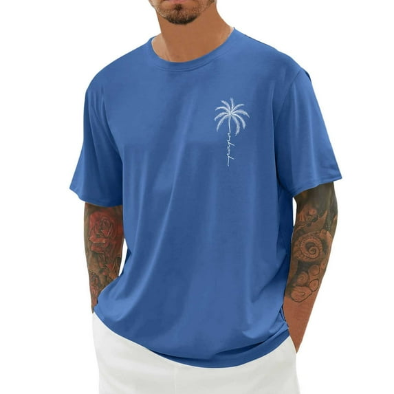Krdevn Men's Summer T Shirt Crew Neck Short Sleeve T Shirt with Tree ...